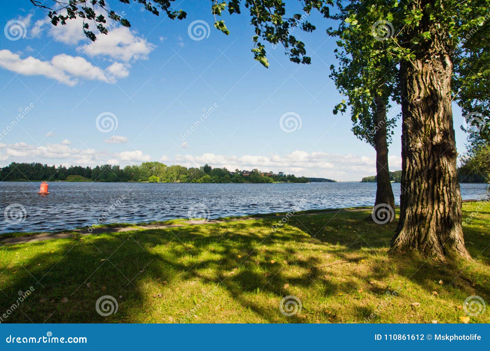 Park and Lake on Sunny Summer Day Stock Photo - Image of buildings ...