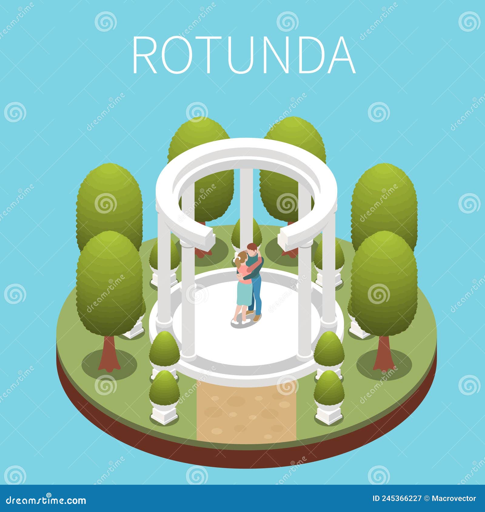 Rotunda With A Green Roof. Architecture. Exterior. 3D Rendering Royalty ...