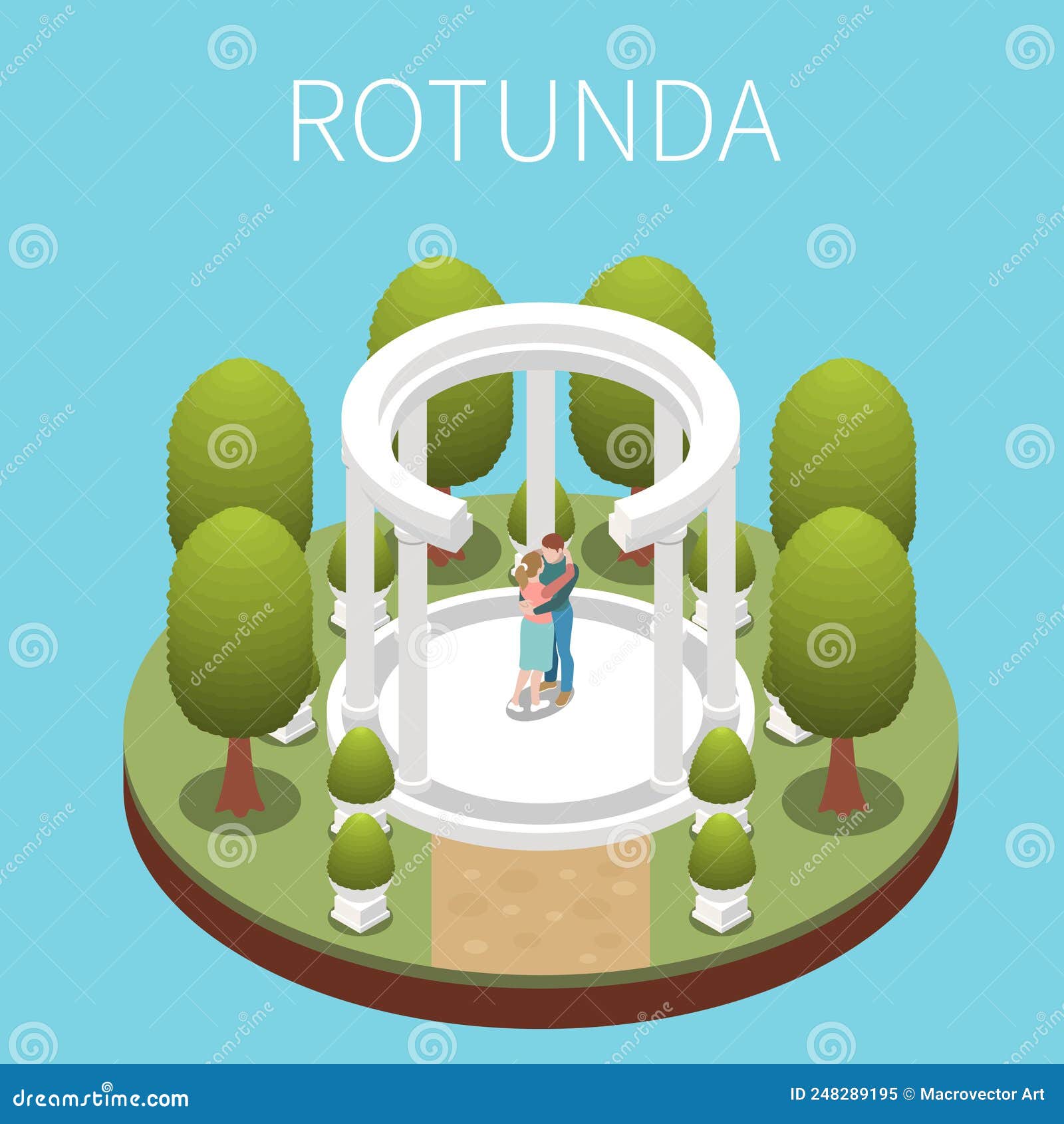 Rotunda With A Green Roof. Architecture. Exterior. 3D Rendering Royalty ...