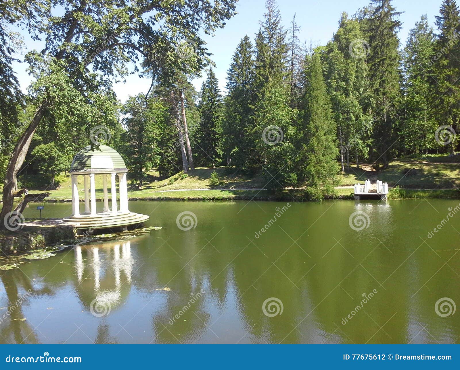 Park of a mansion stock photo. Image of mansion, pond - 77675612