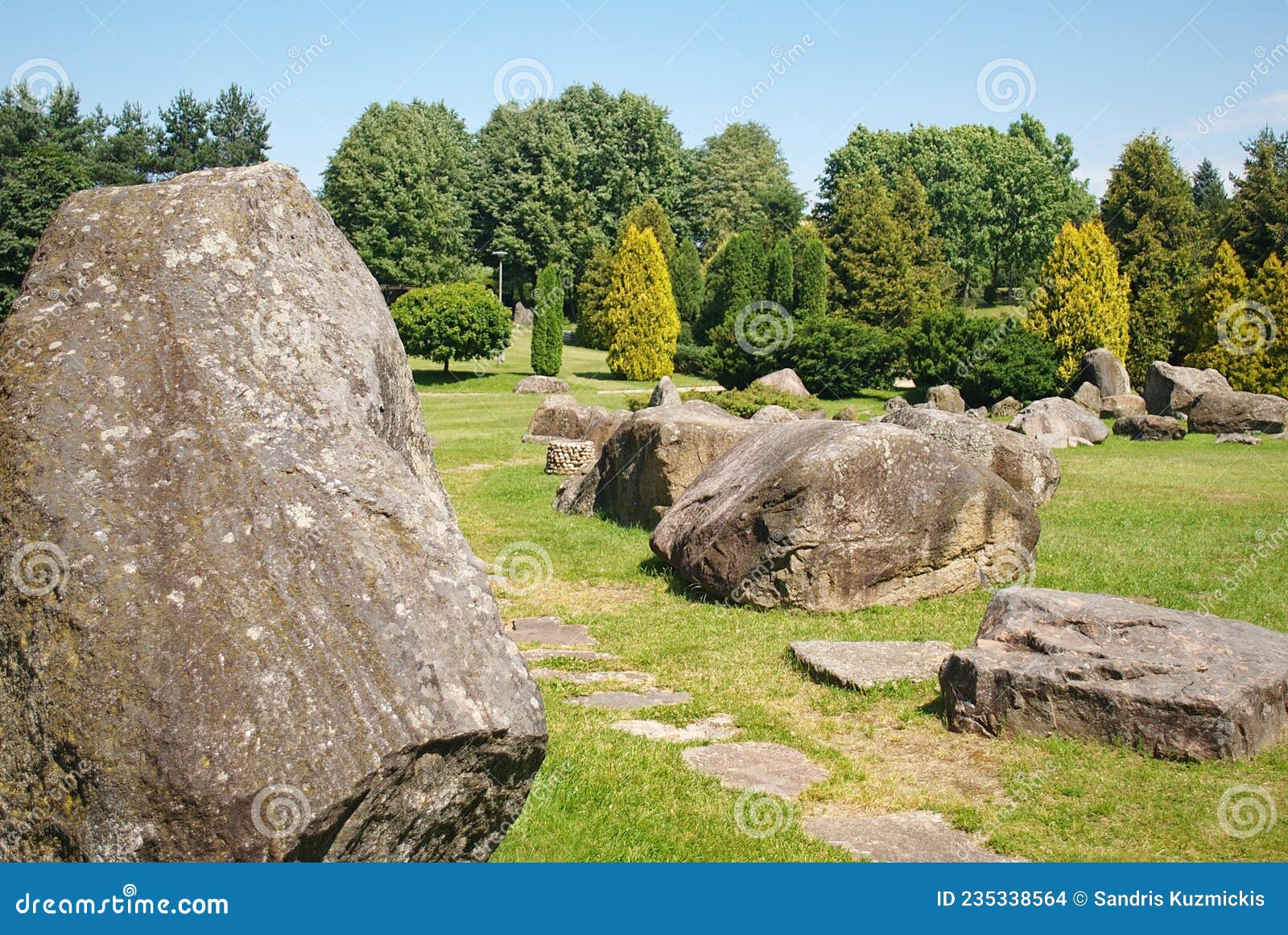 Park with Many Stones, Mosedis, Lithuania Stock Photo - Image of ...