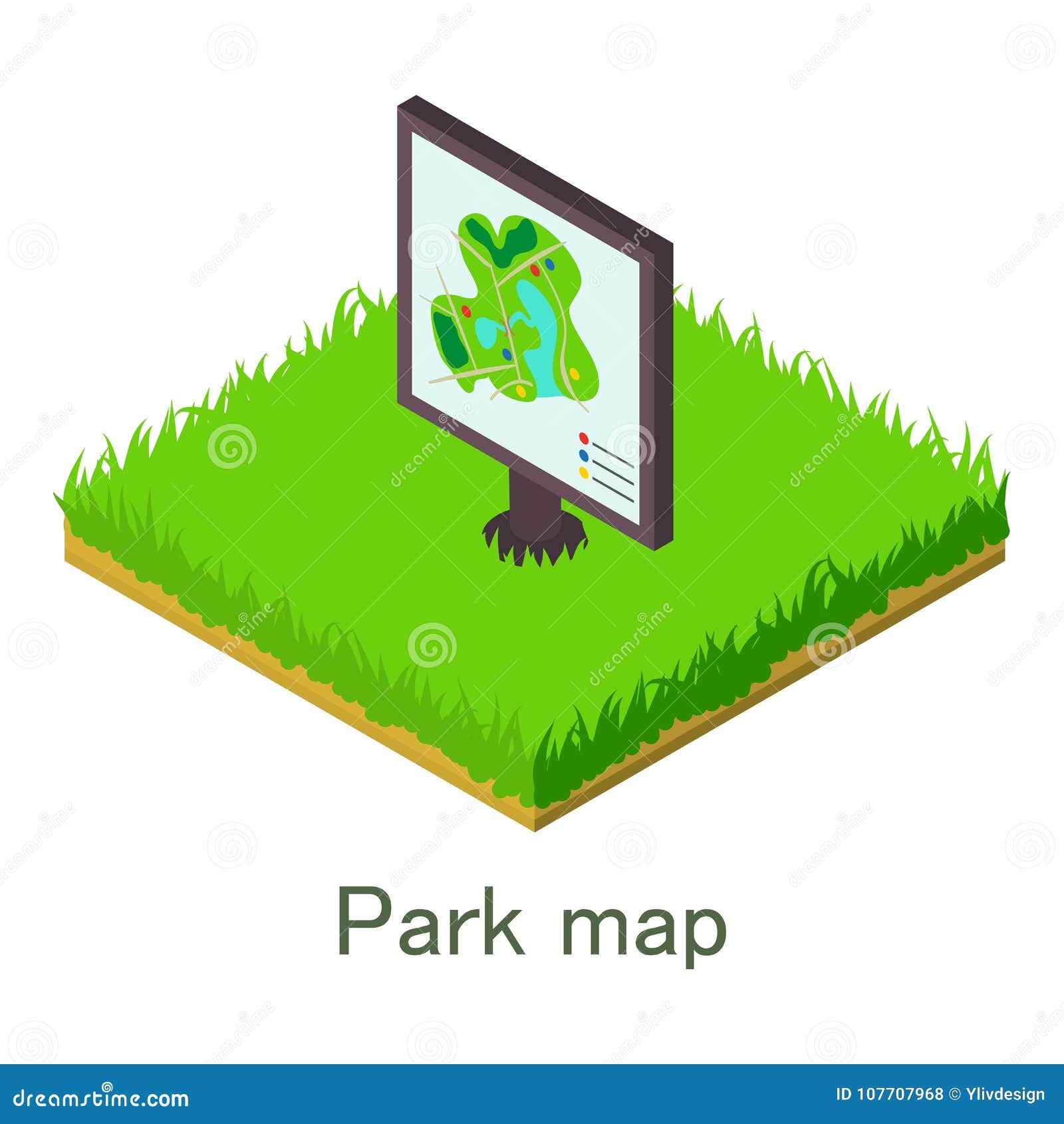 Park Map Icon, Isometric Style. Stock Vector - Illustration of forest ...