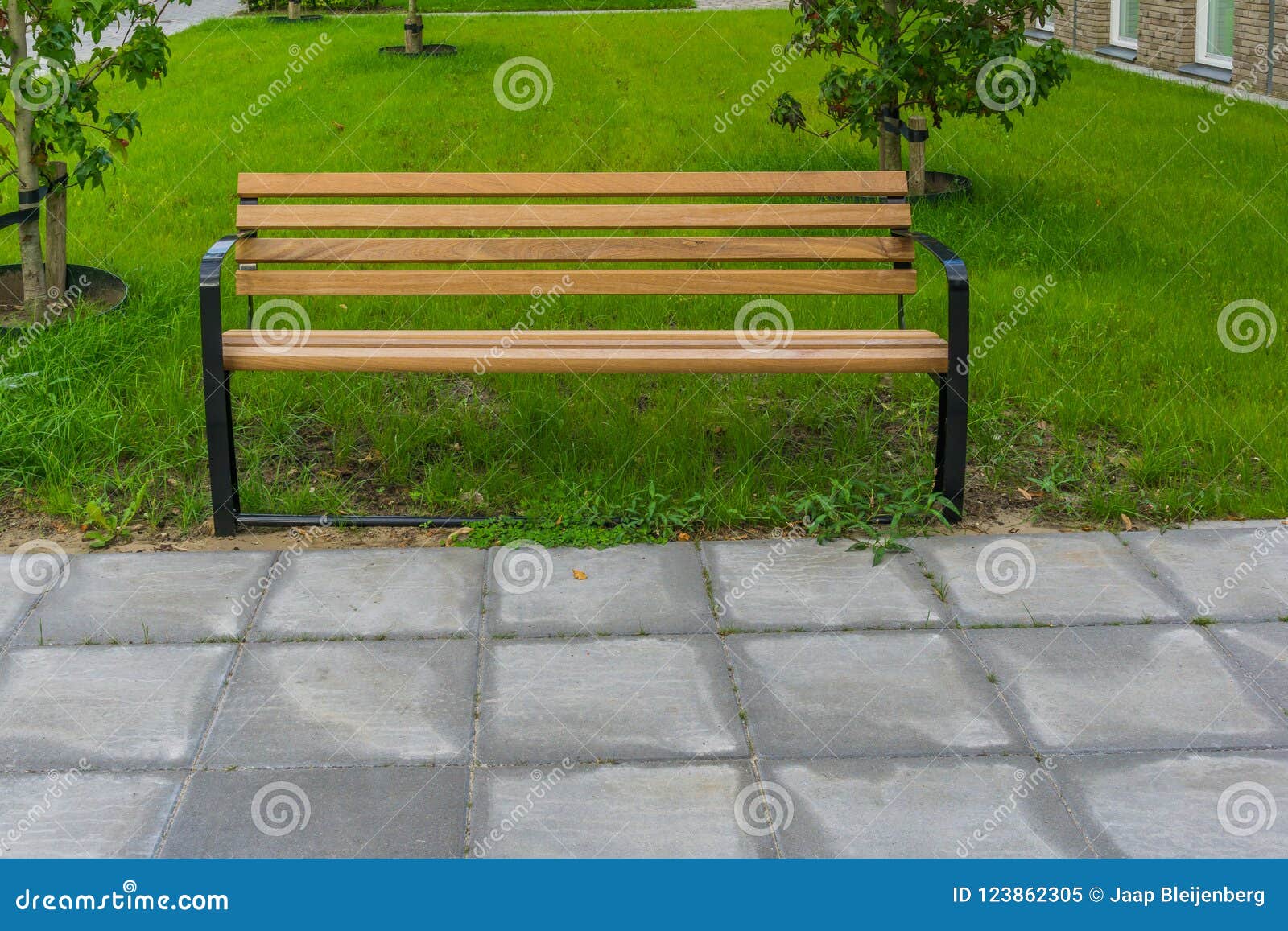 Park new bench front view stock image. Image of horizontal - 123862305