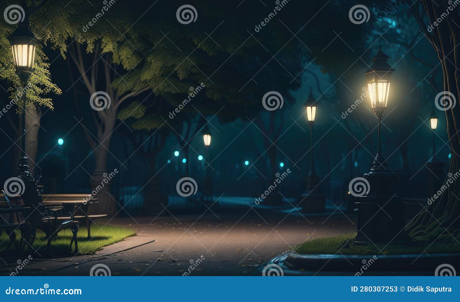 Park at night stock illustration. Illustration of park - 280307253