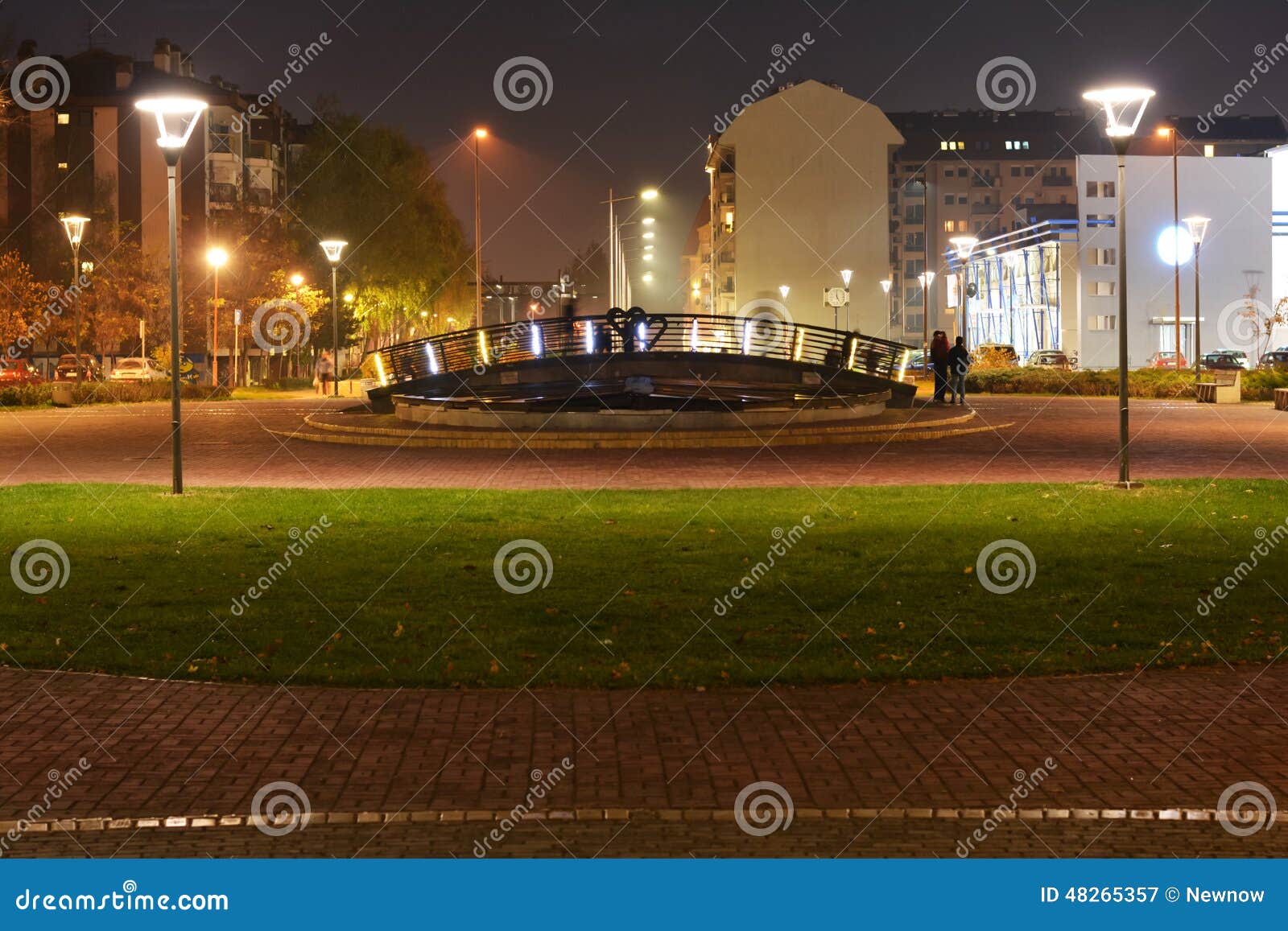 Park at night stock image. Image of scenery, loan, buildings - 48265357