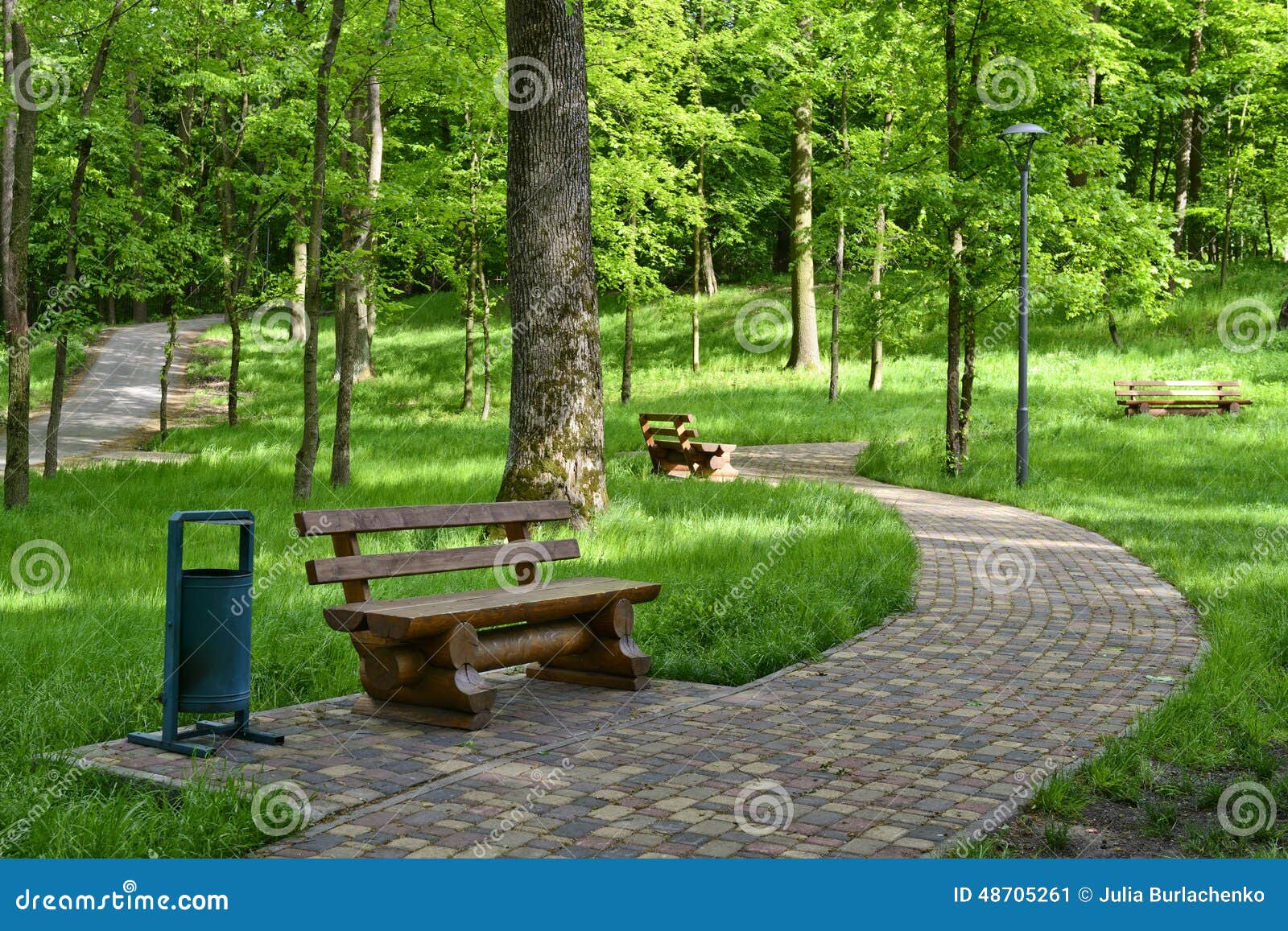 Park path and bench stock image. Image of lifestyle, romantic - 48705261