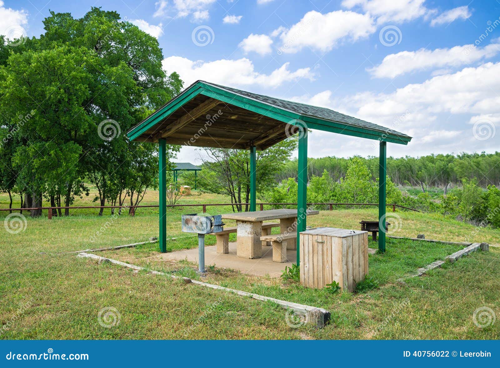 Park Picnic Area with Grill Stock Photo - Image of summer, clouds: 40756022
