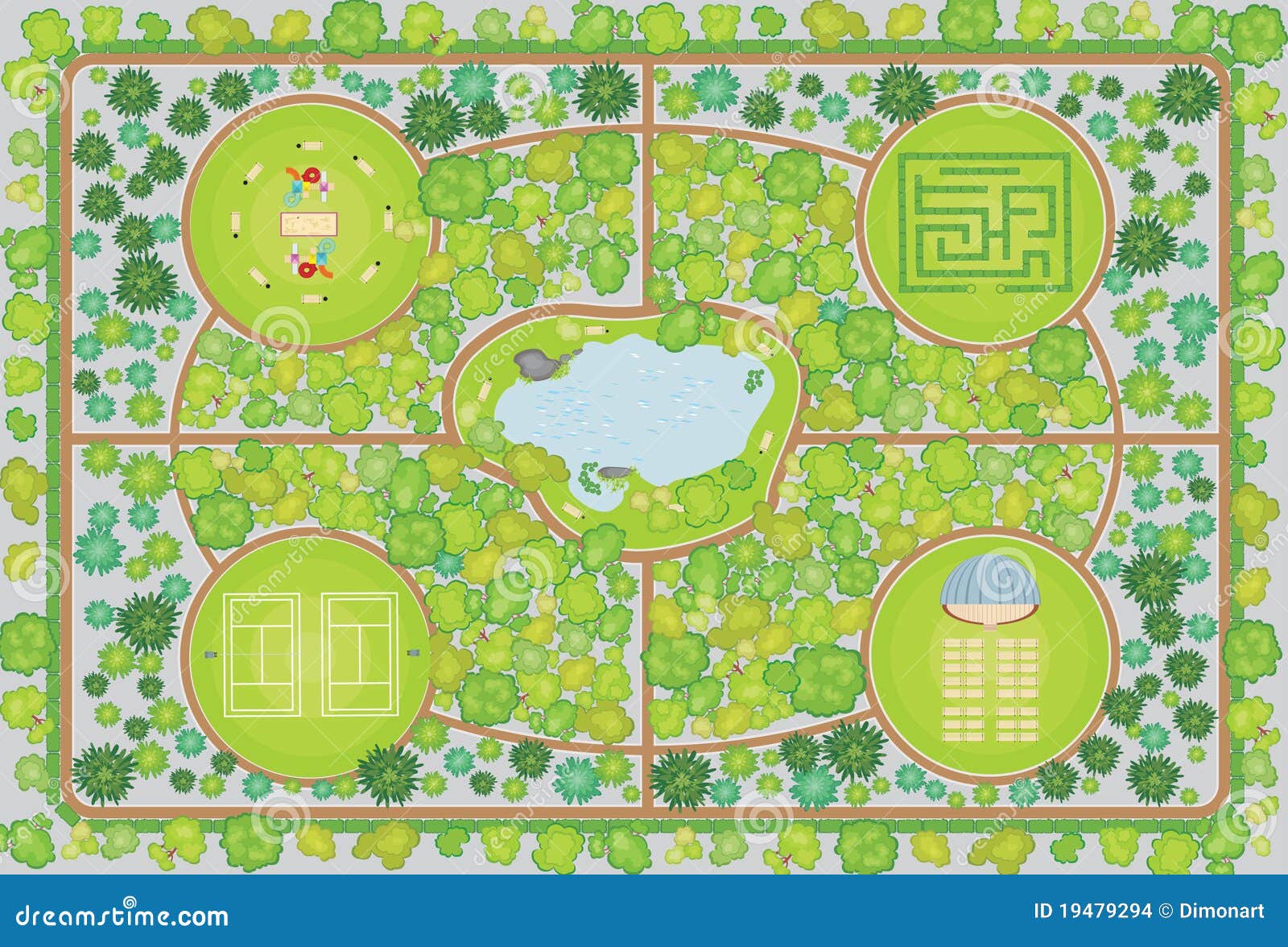 Park plan stock vector. Illustration of maze, playground - 19479294