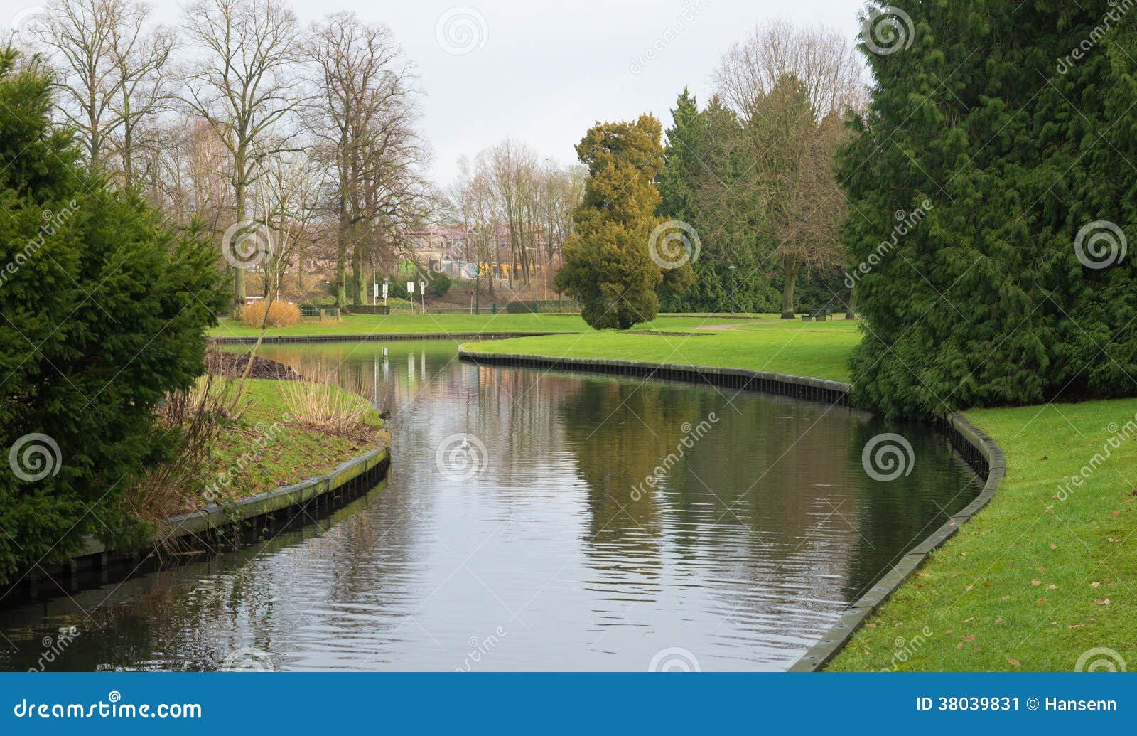 Park with pond stock image. Image of landscaping, river - 38039831