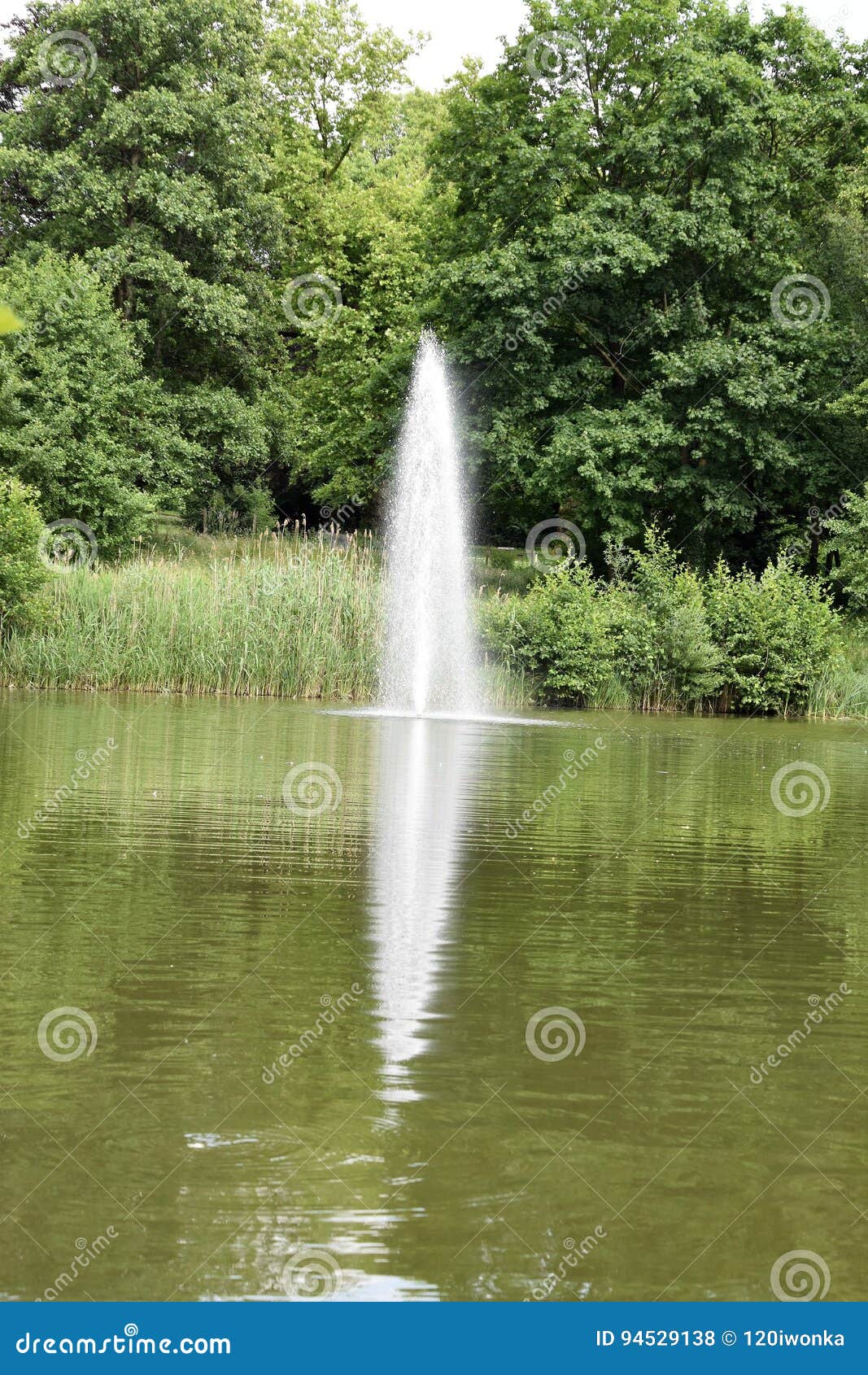 Park with Pond and Fountain Stock Photo - Image of outside, lake: 94529138