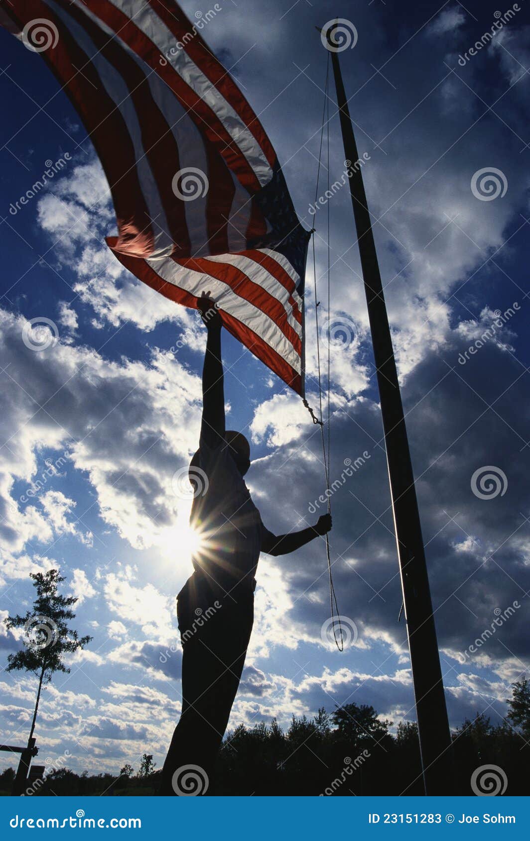 Park Ranger Raising American Flag Editorial Stock Photo - Image of ...