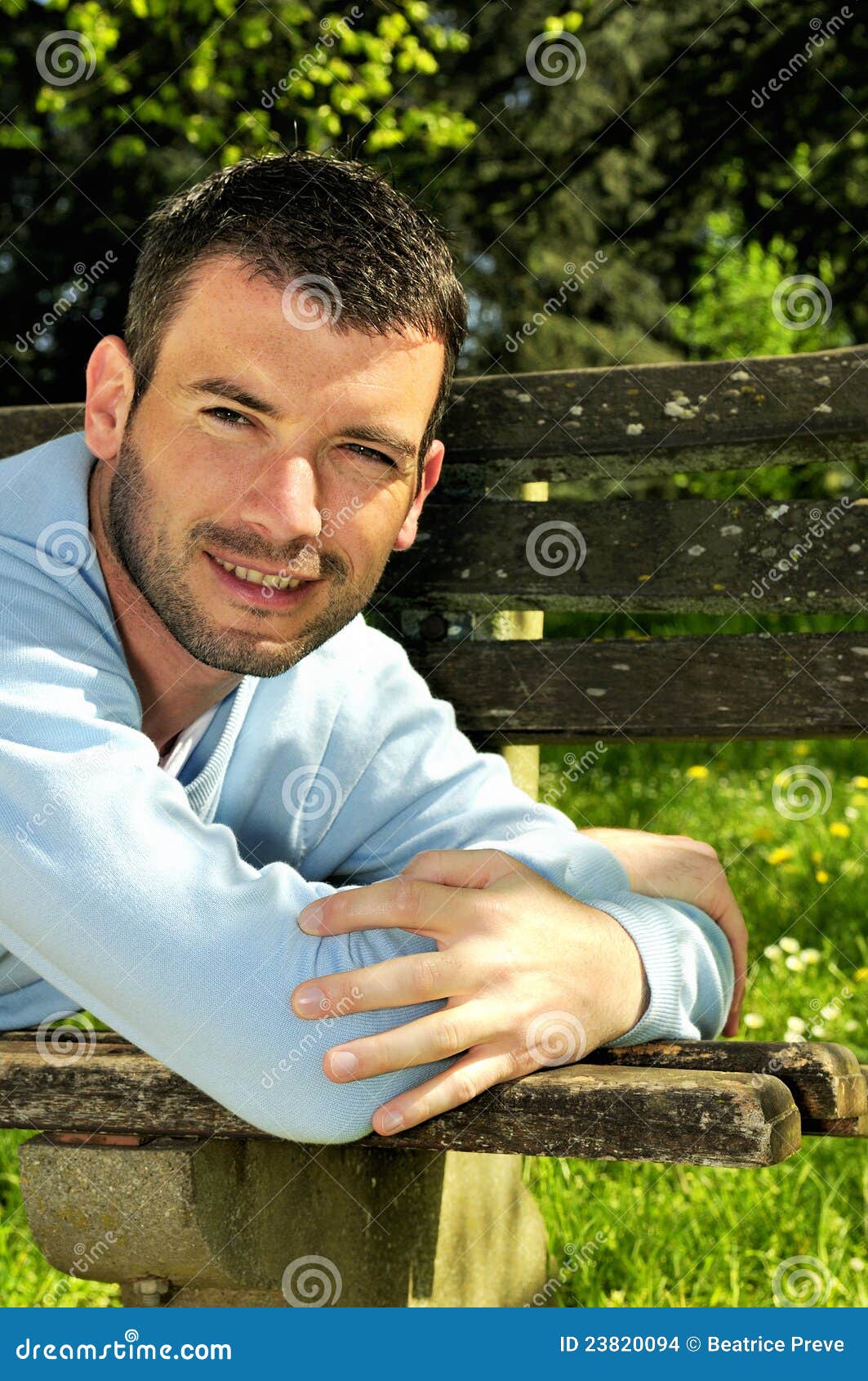 Park relaxed man stock photo. Image of head, benches - 23820094