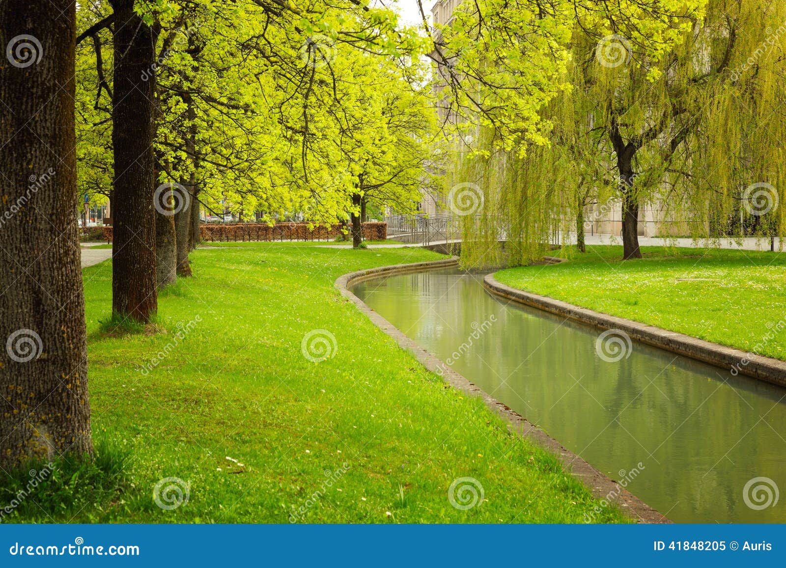 Park with river at spring stock image. Image of water - 41848205