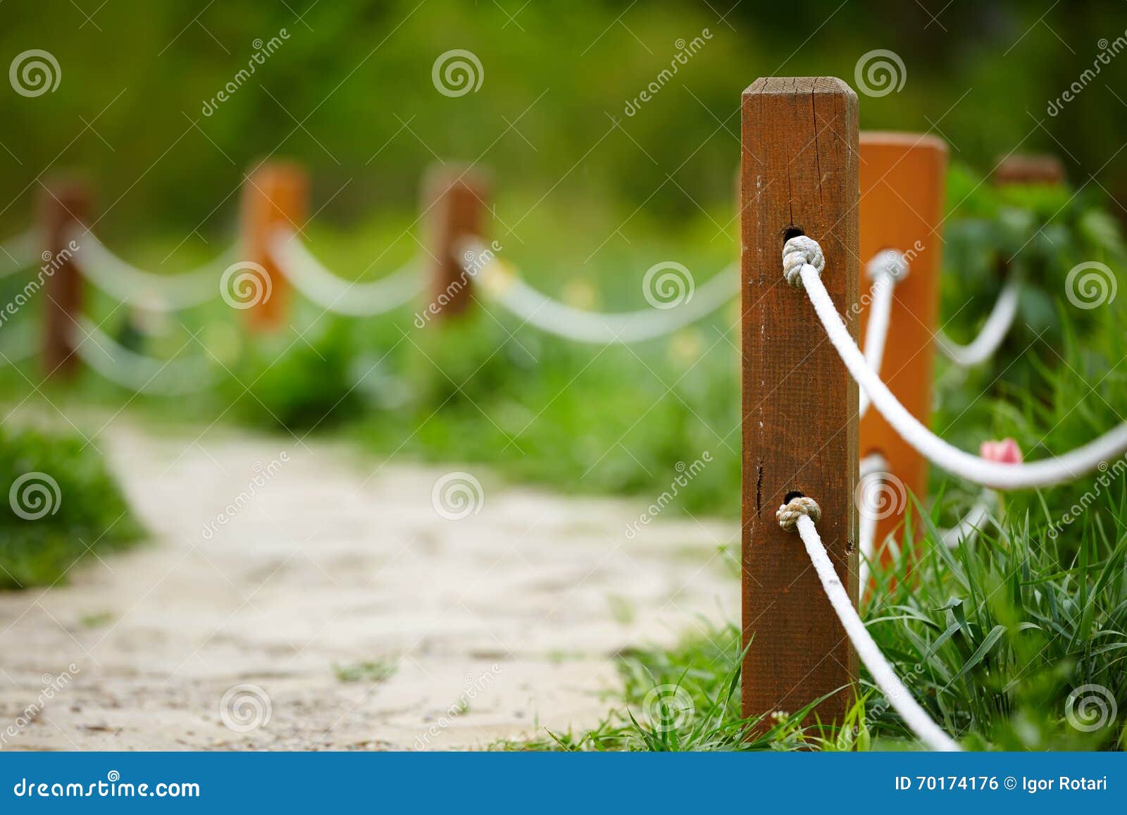 Park rope fence stock photo. Image of fence, summer, outdoor - 70174176