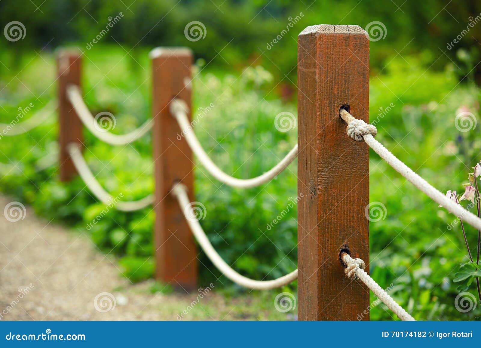Park rope fence stock photo. Image of sunlight, summer - 70174182