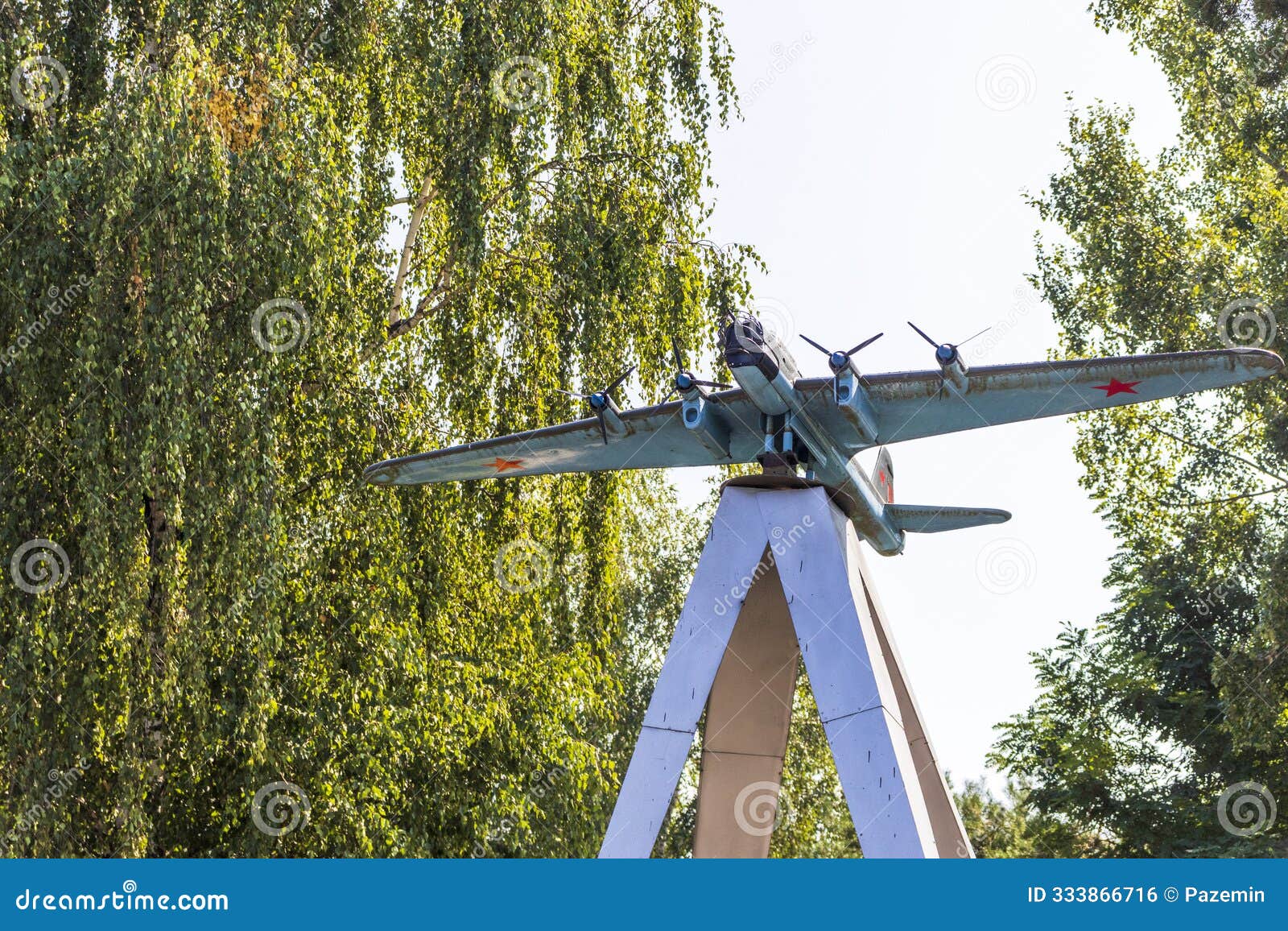 Park with Russian Fighting Jet As a Monument. Concept Stock Photo ...