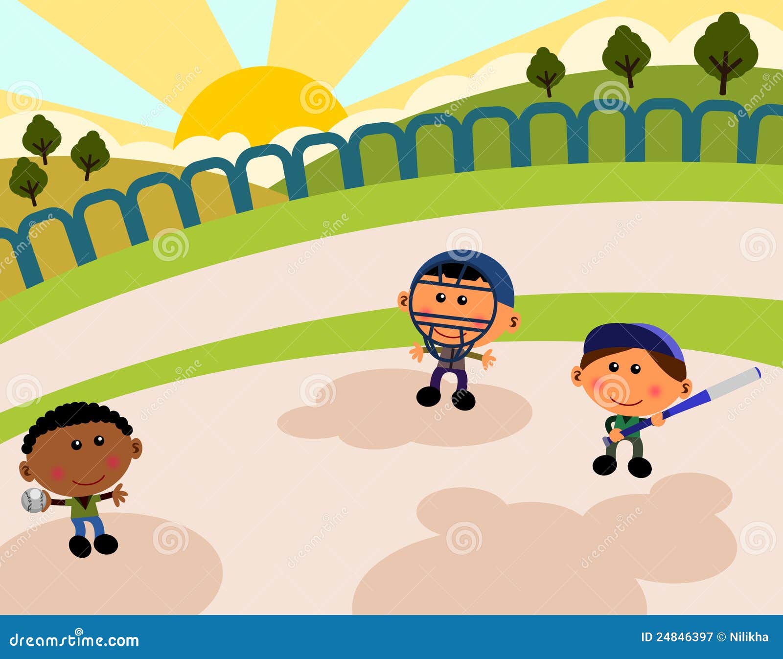 Park scene baseball stock illustration. Illustration of funny - 24846397
