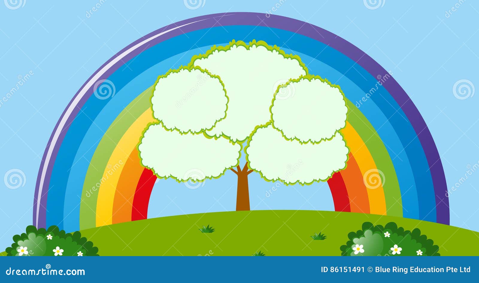 Park Scene with Rainbow Over the Field Stock Vector - Illustration of ...