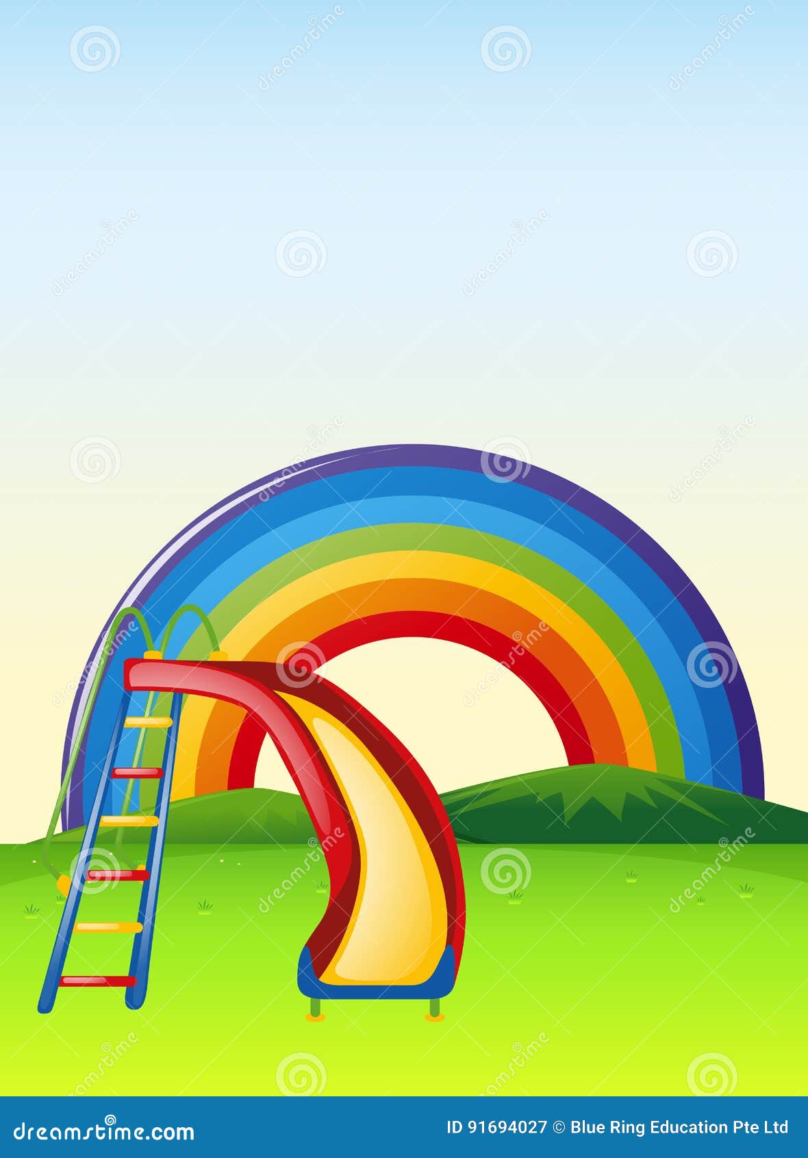Boy Slide On A Rainbow Vector Illustration | CartoonDealer.com #42694218