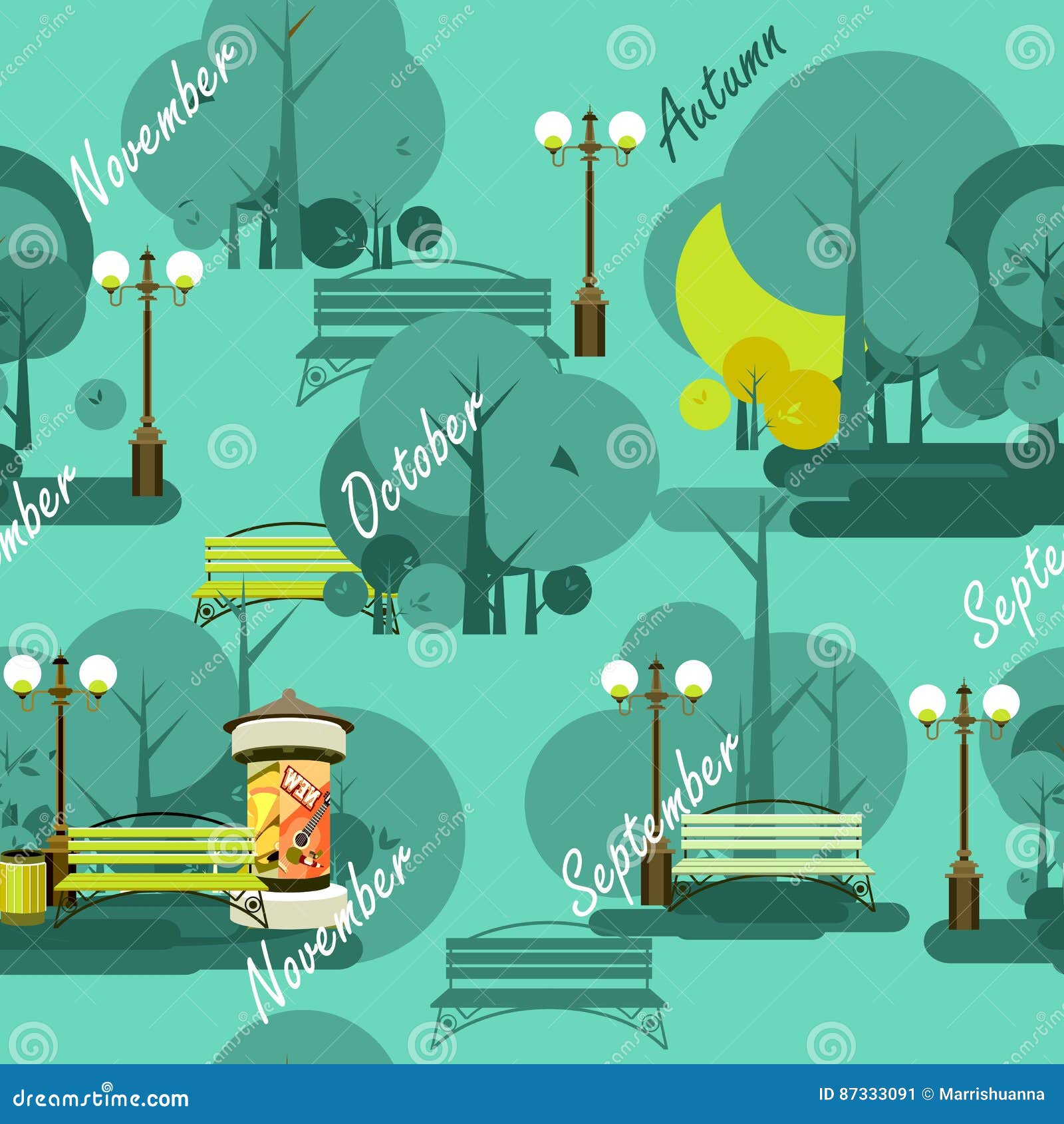 Park seamless pattern stock vector. Illustration of forest - 87333091