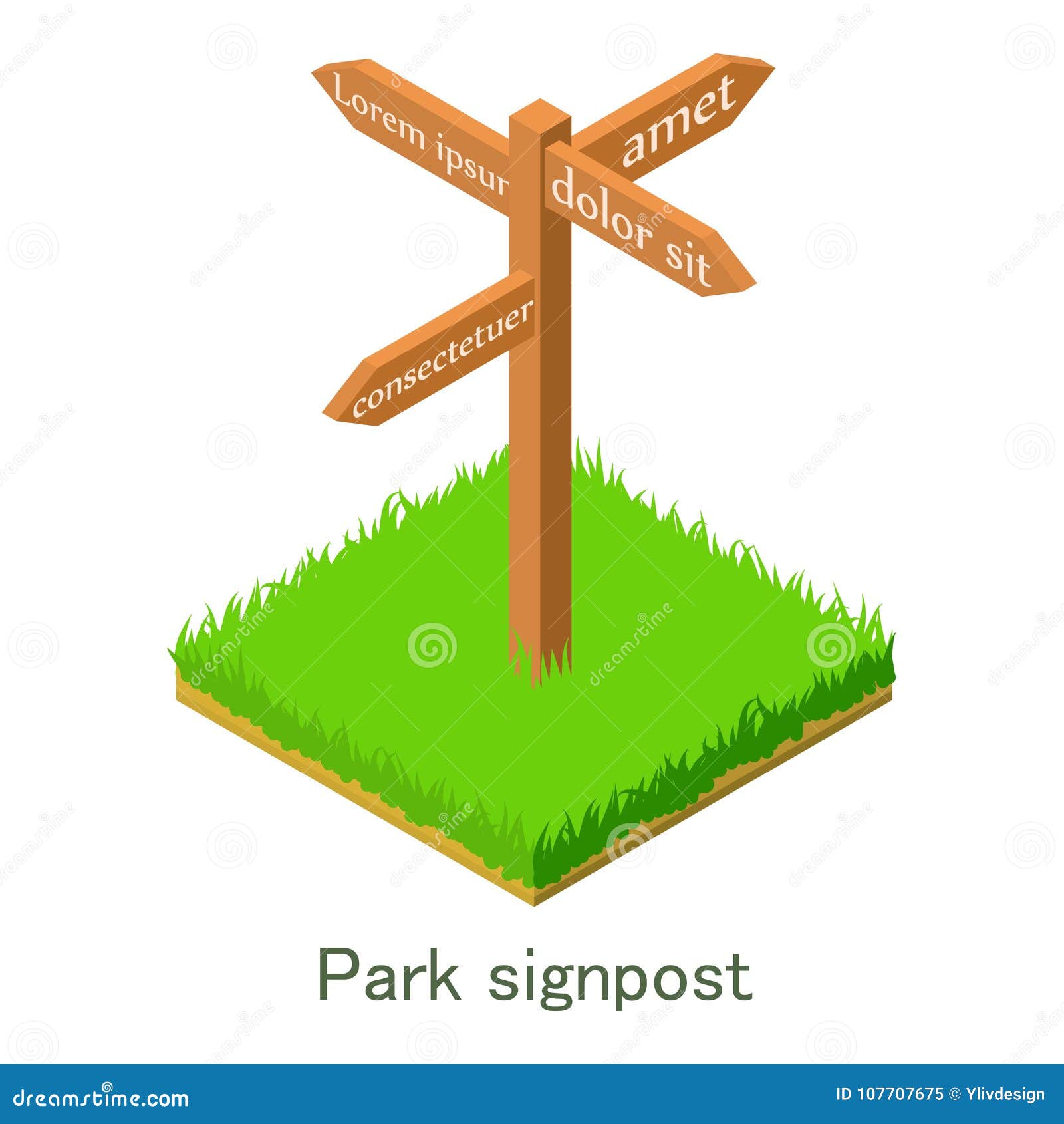 Park Singpost Icon, Isometric Style. Stock Vector - Illustration of ...