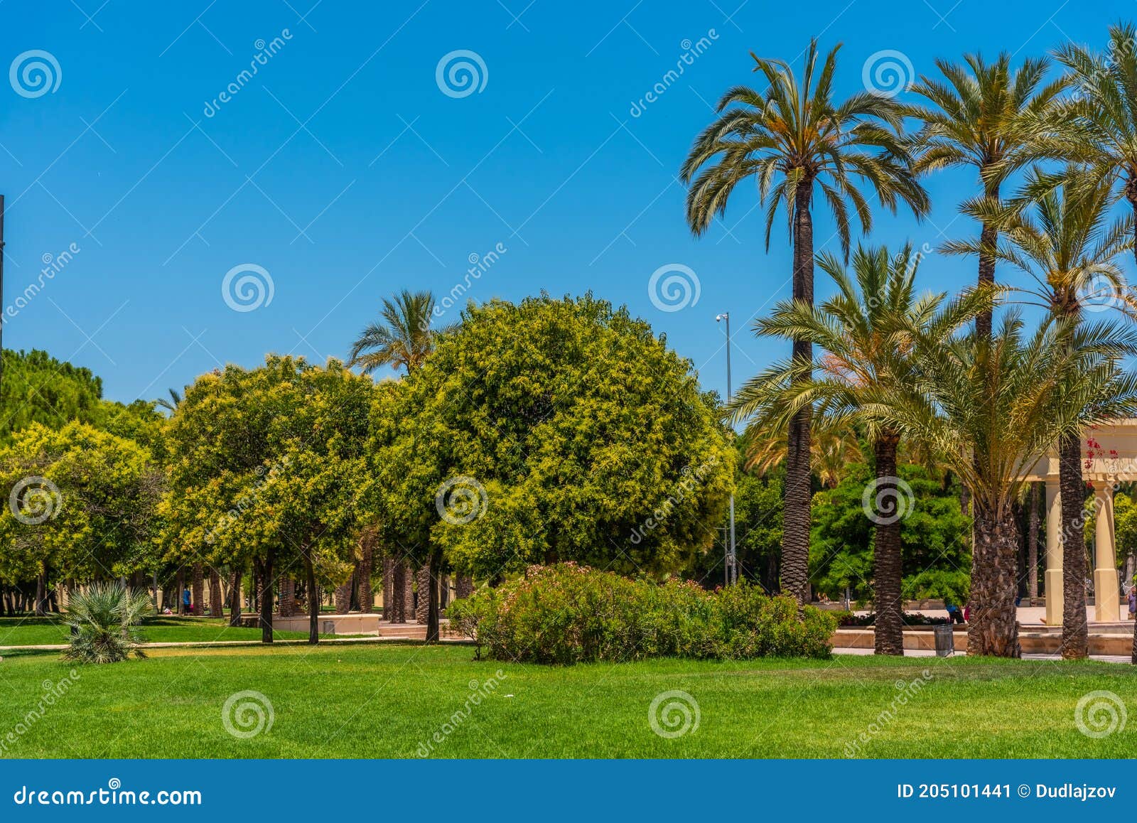 Park In The Old Dry Riverbed, River Turia Gardens, Valencia, Spain ...