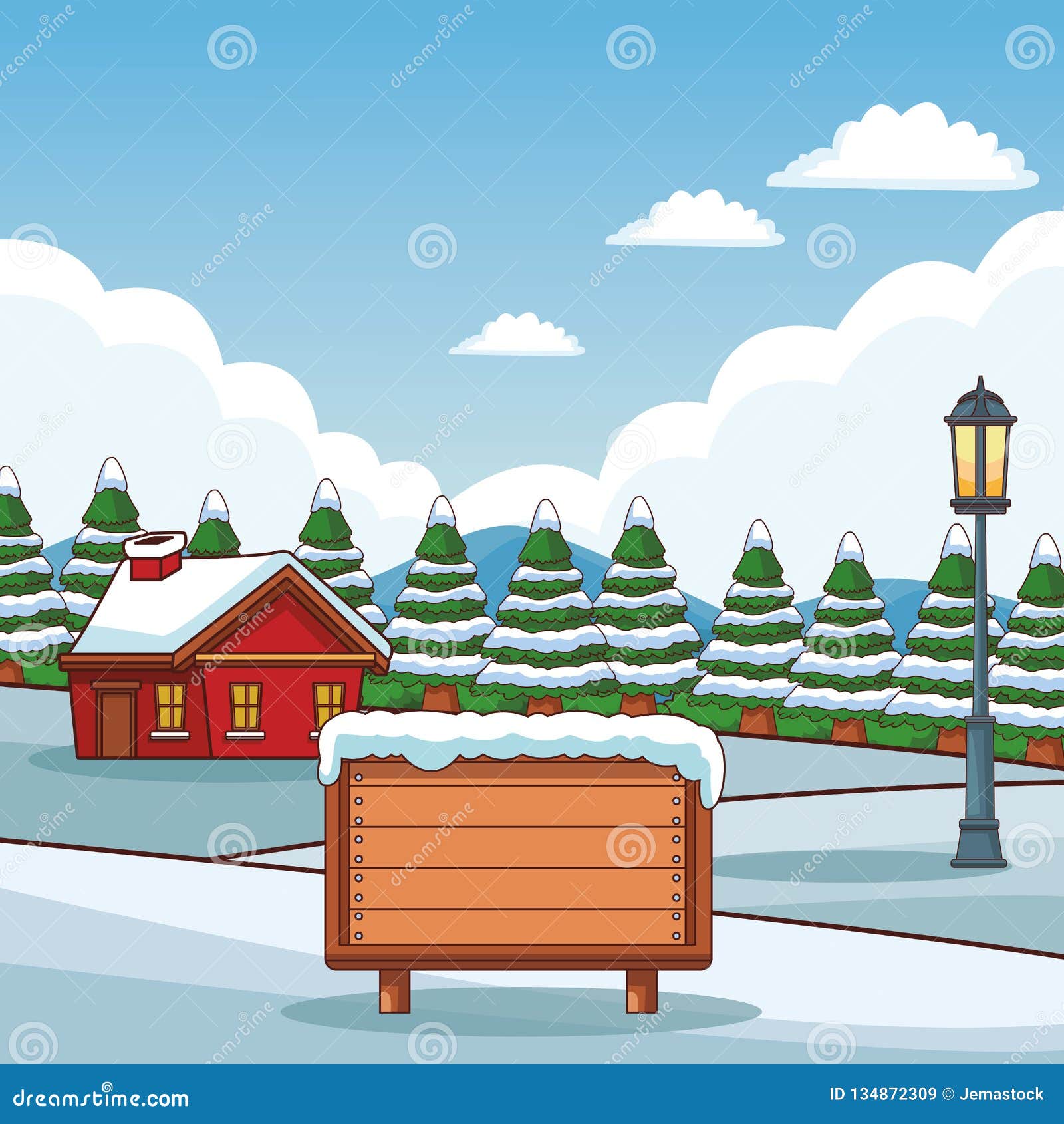 Park with snow cartoon stock vector. Illustration of outdoor - 134872309