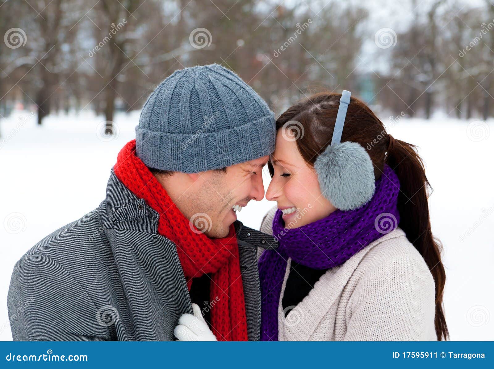 Park snow couple stock image. Image of outdoor, adult - 17595911