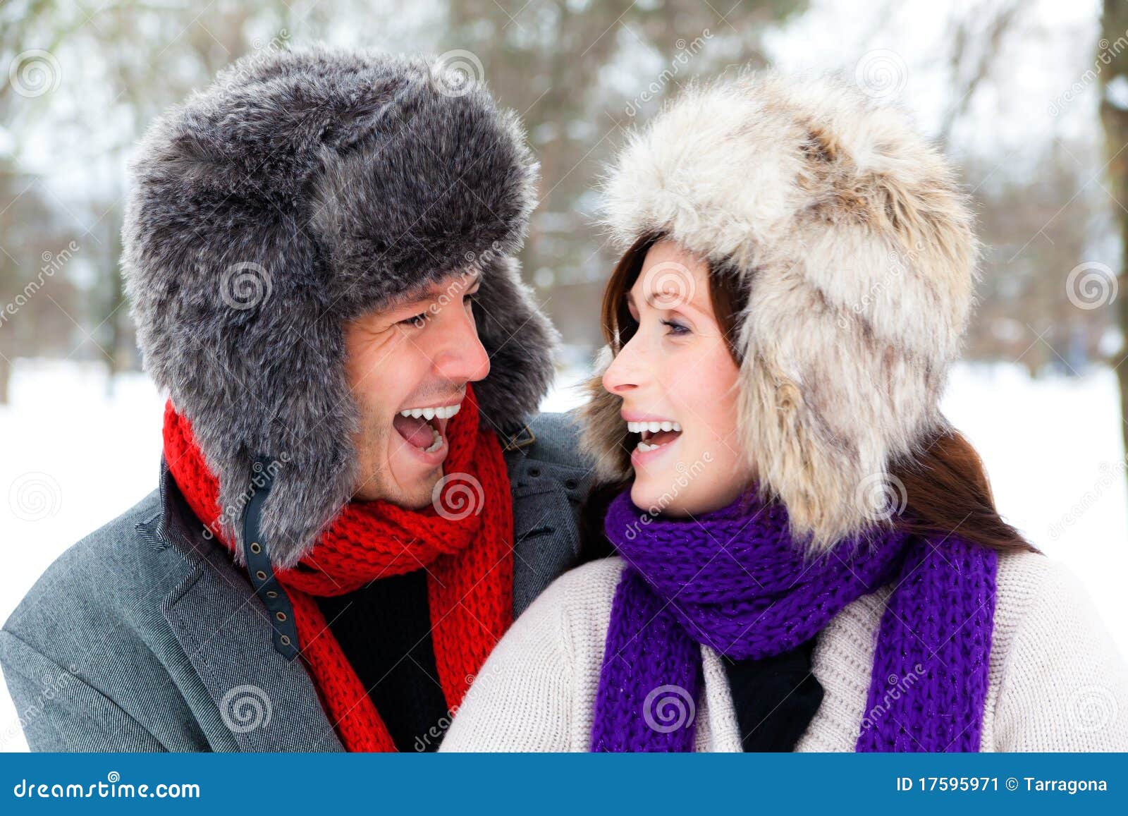 Park snow couple stock image. Image of relationship, holiday - 17595971