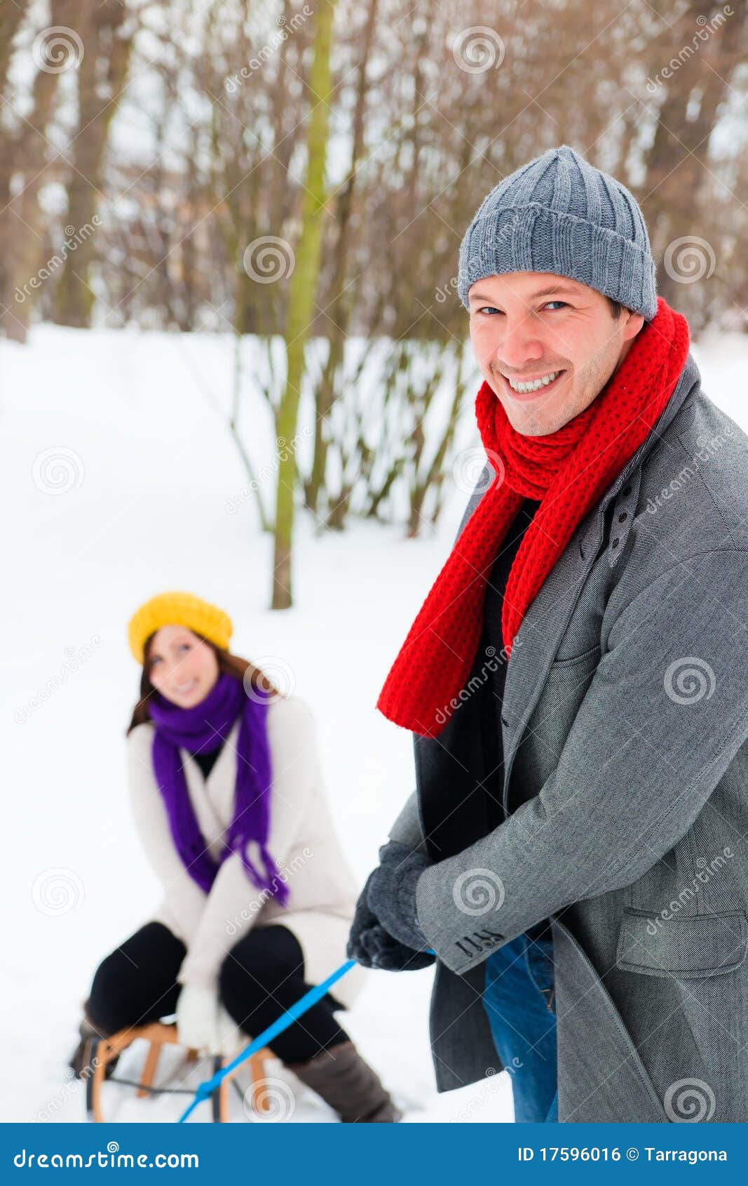 Park snow couple stock photo. Image of happy, cheerful - 17596016