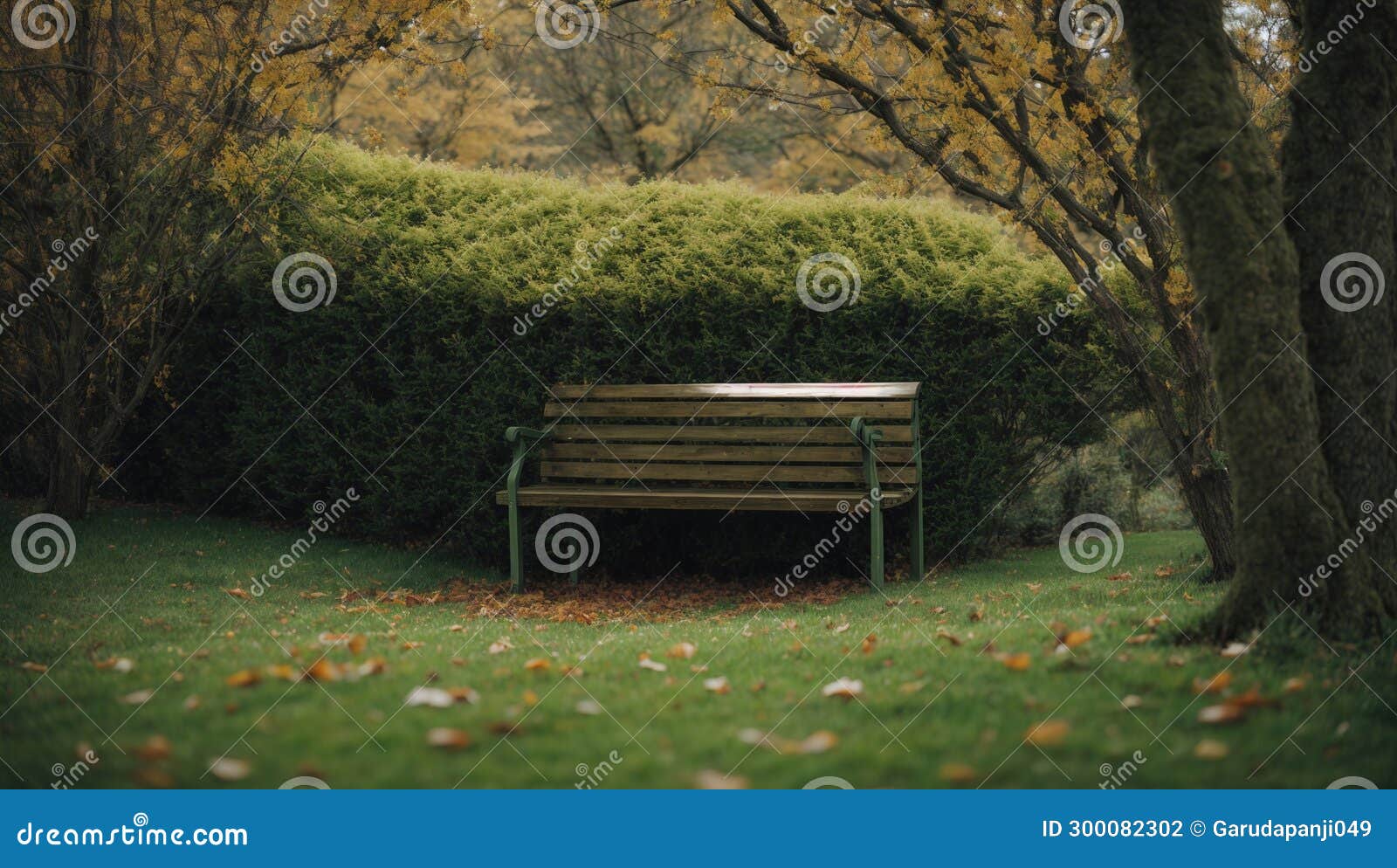 Park in Spring with Wooden Bench. Beautiful Scenic Stock Illustration ...