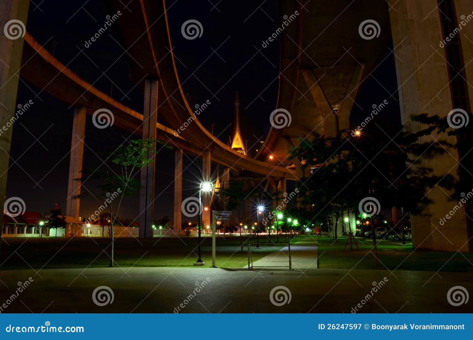 Park under a freeway stock image. Image of modern, column - 26247597