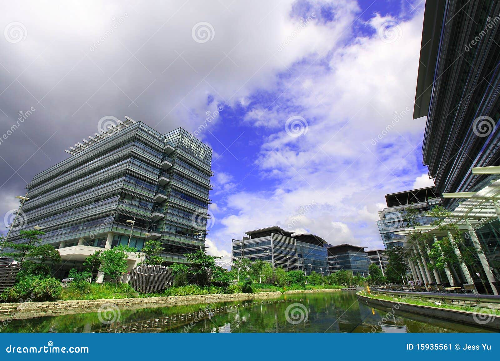 A Park with Various Buildings Stock Image - Image of buildings, parks ...
