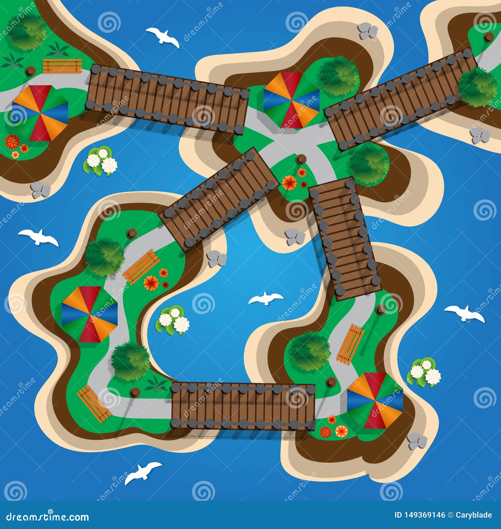 The Islands are Connected by Bridges. Stock Vector - Illustration of ...