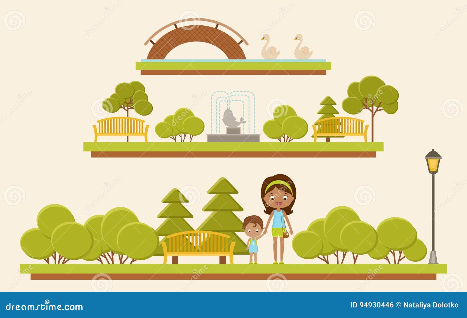 Park view/panorama stock vector. Illustration of happy - 94930446