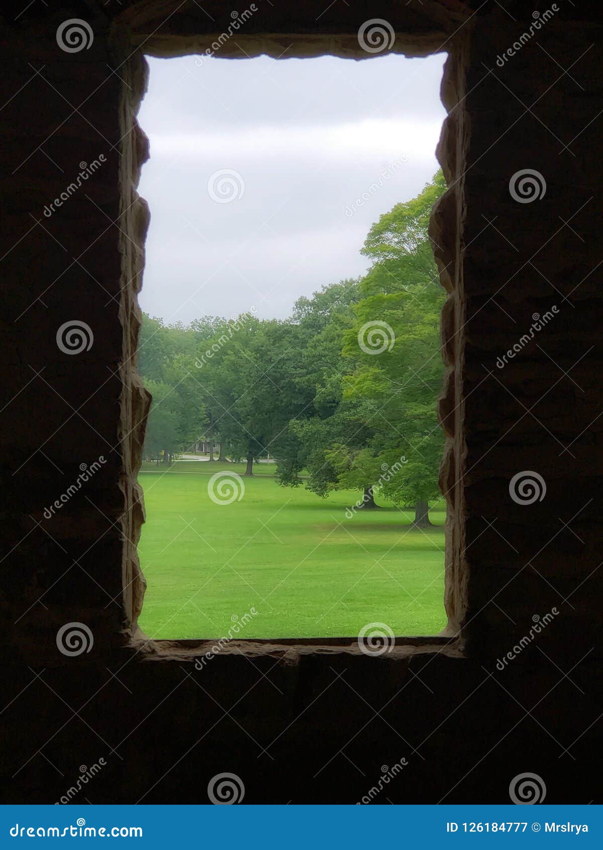 View of a Park from a Window at Squire Castle in the Cleveland ...