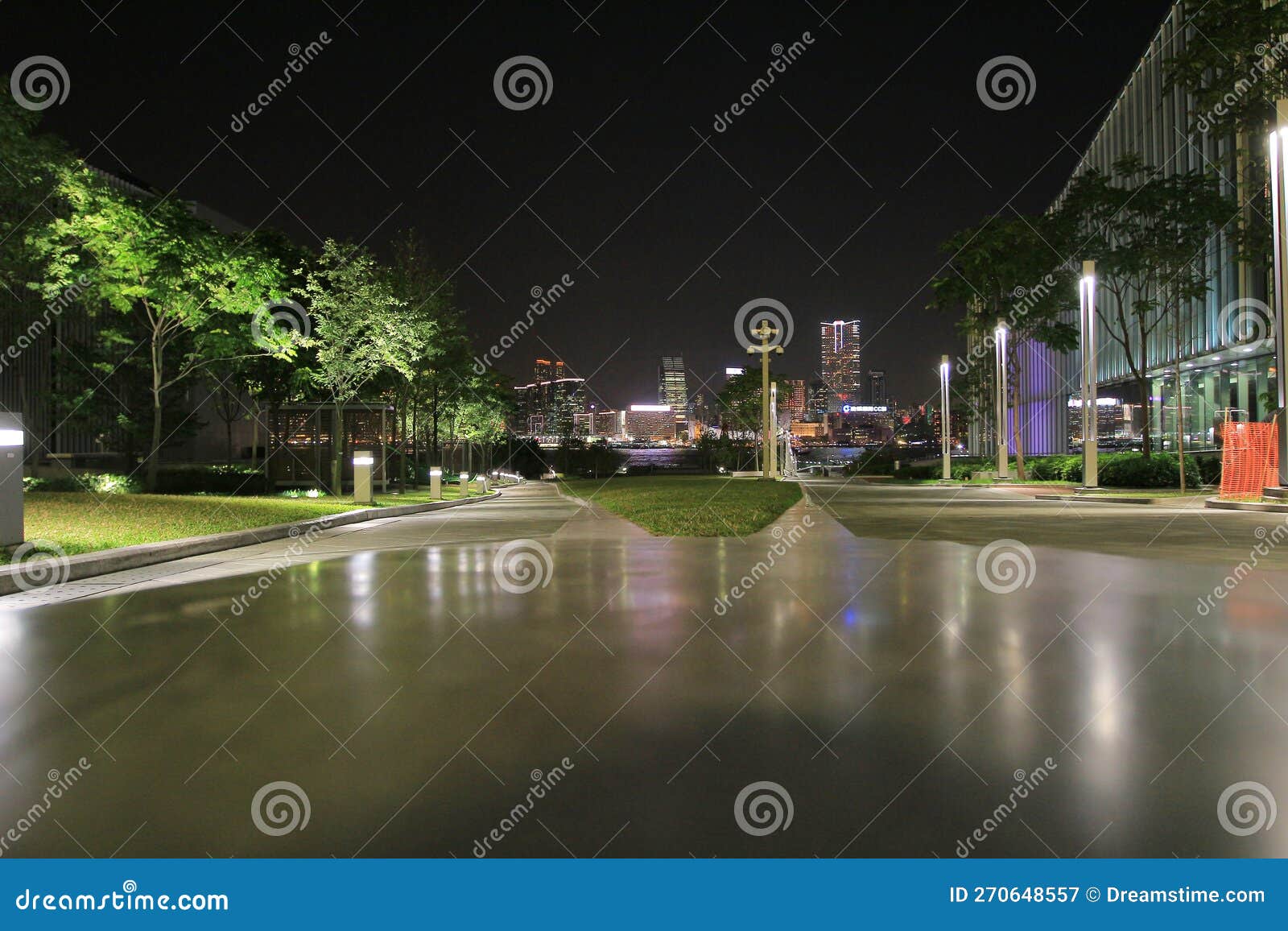 The Park Walkway with Light at Night 2 Nov 2013 Stock Image - Image of ...