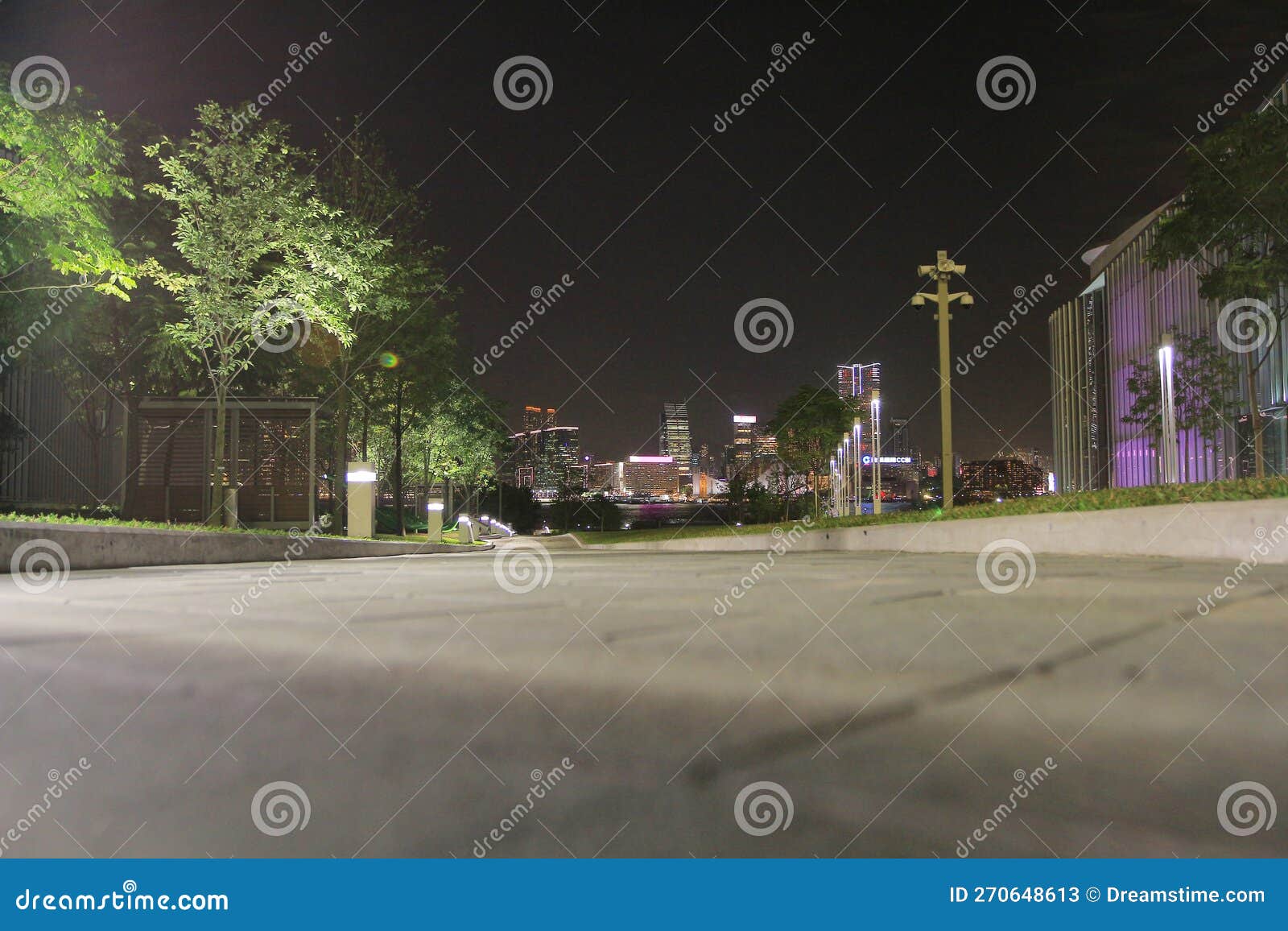 The Park Walkway with Light at Night 2 Nov 2013 Stock Image - Image of ...