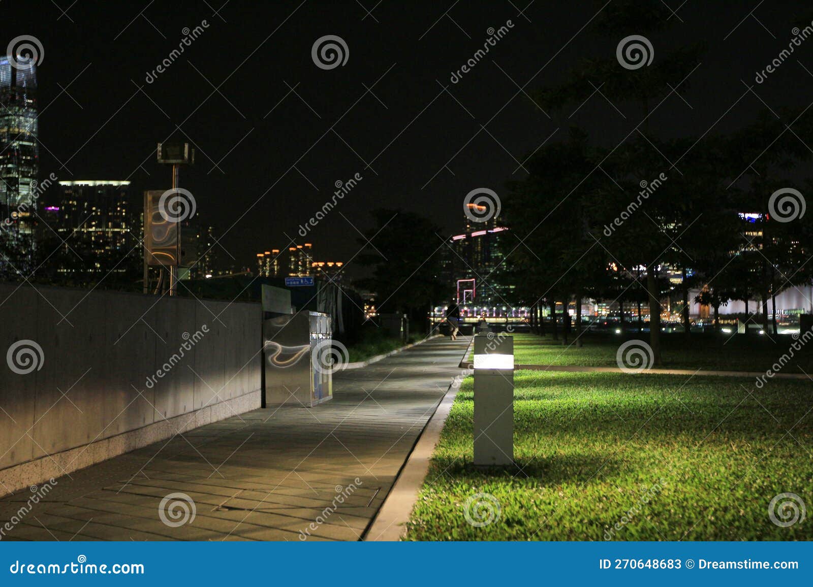 The Park Walkway with Light at Night 2 Nov 2013 Stock Image - Image of ...
