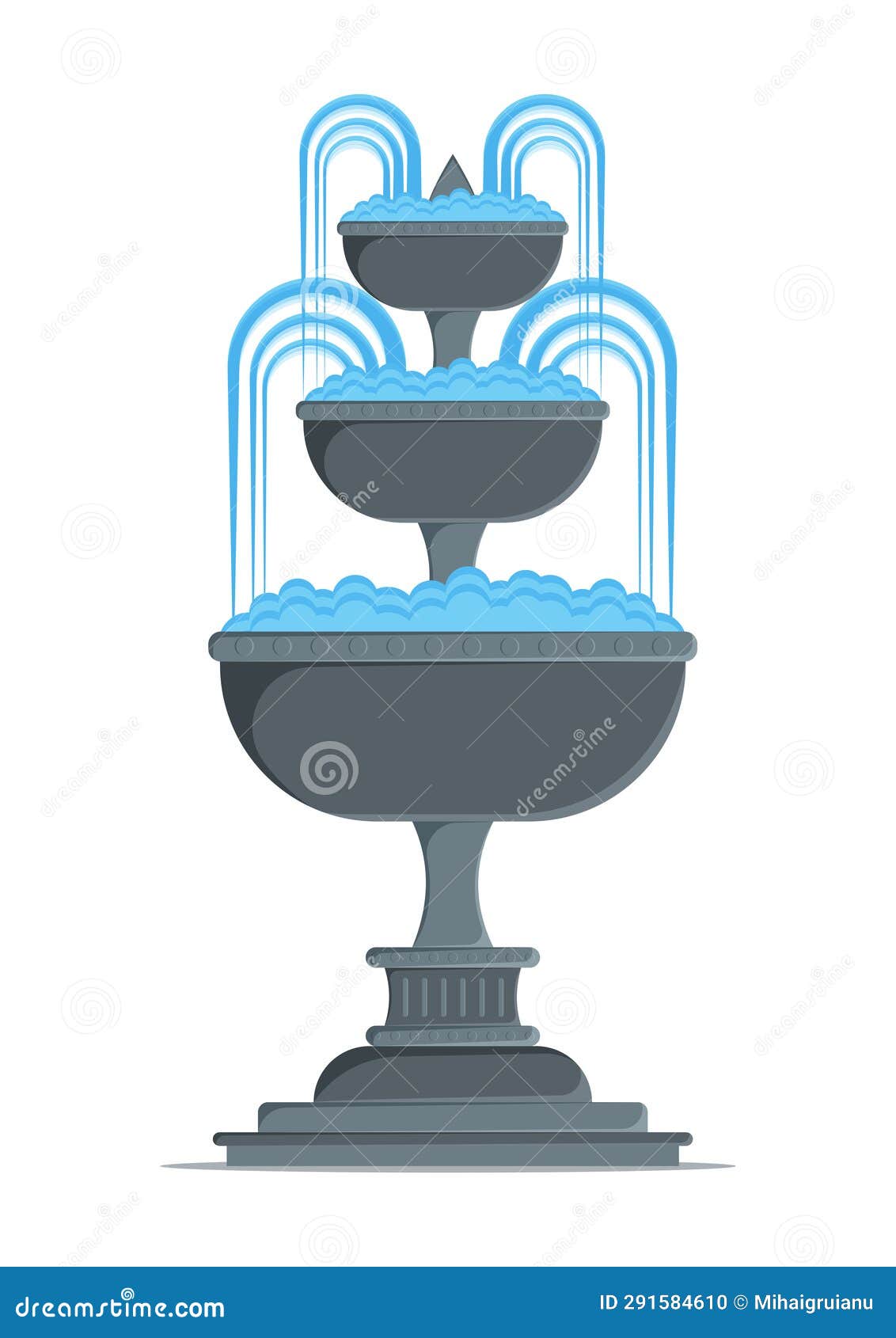 Park Water Fountain Vector Flat Design on White Background Stock Vector ...