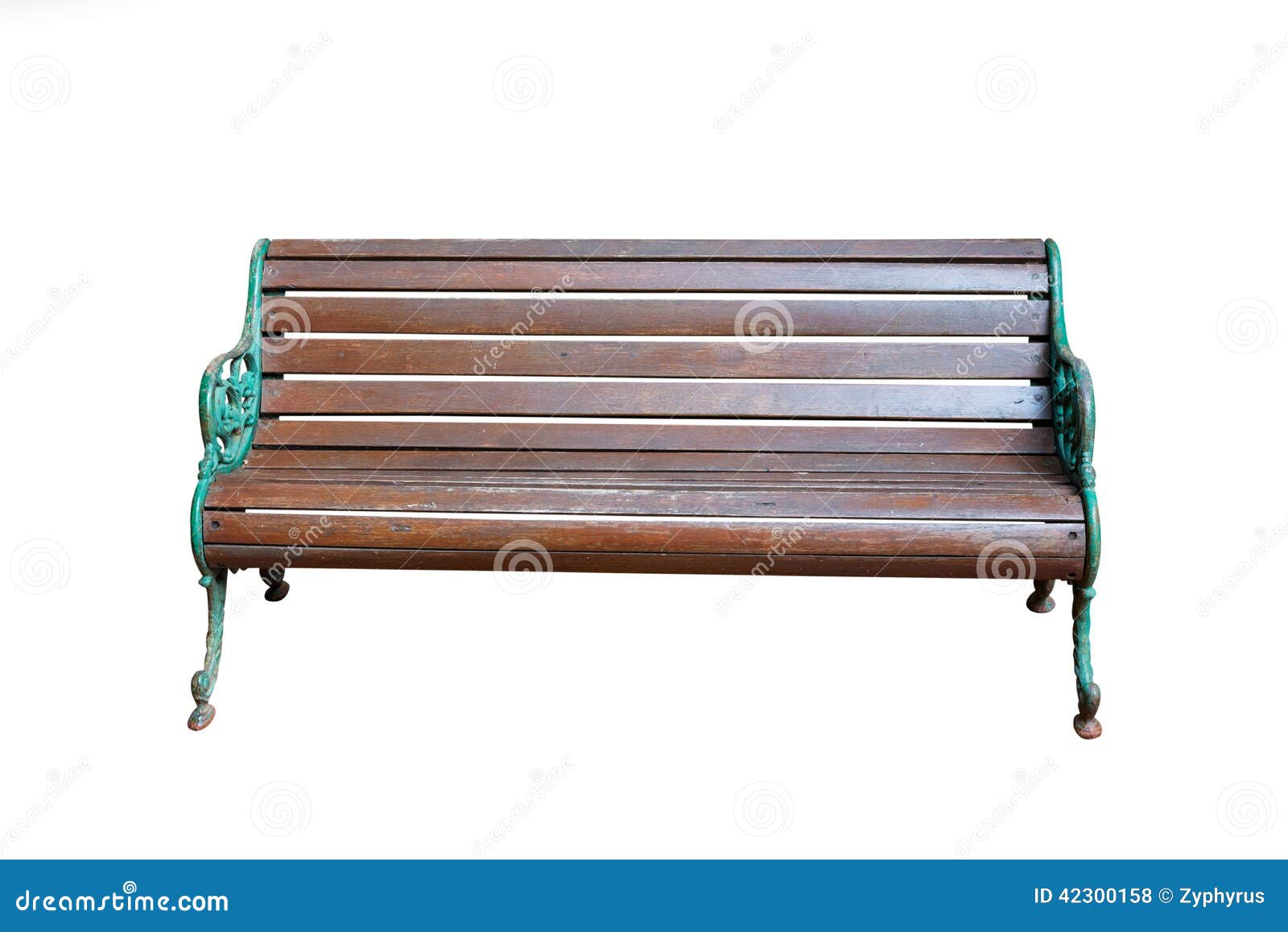 Park wooden bench isolated stock photo. Image of rest - 42300158