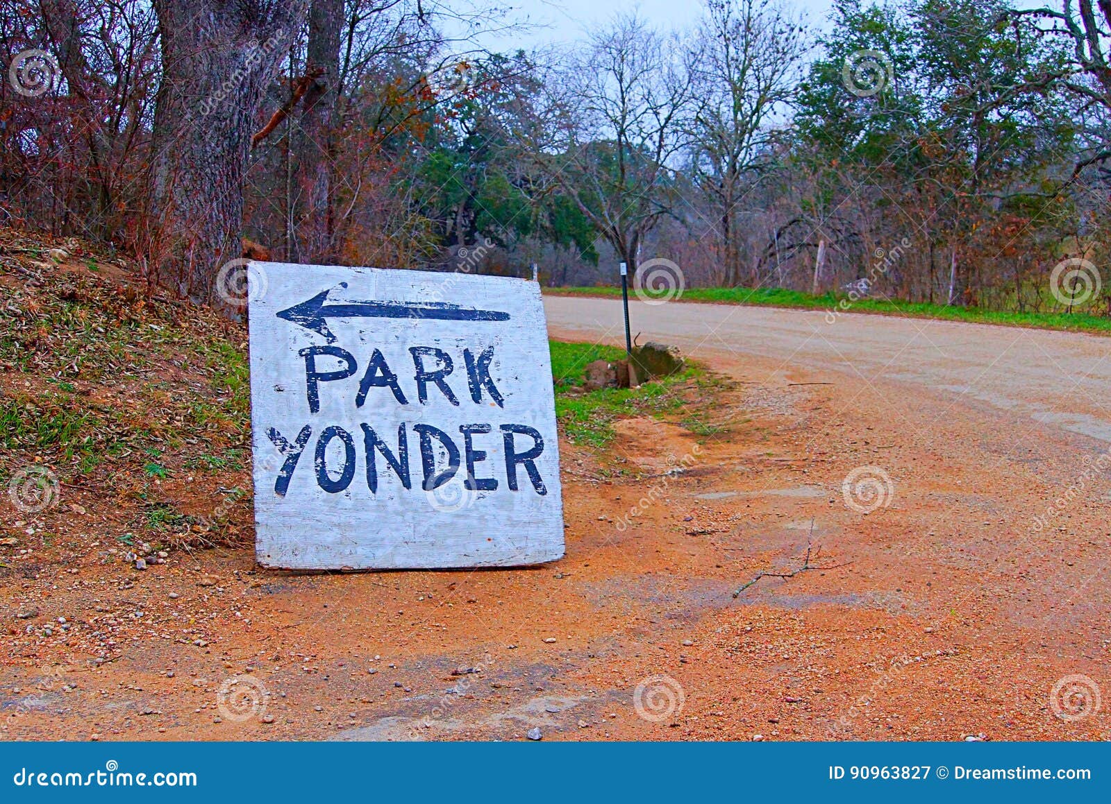 Park Yonder handmade sign stock image. Image of arrow - 90963827
