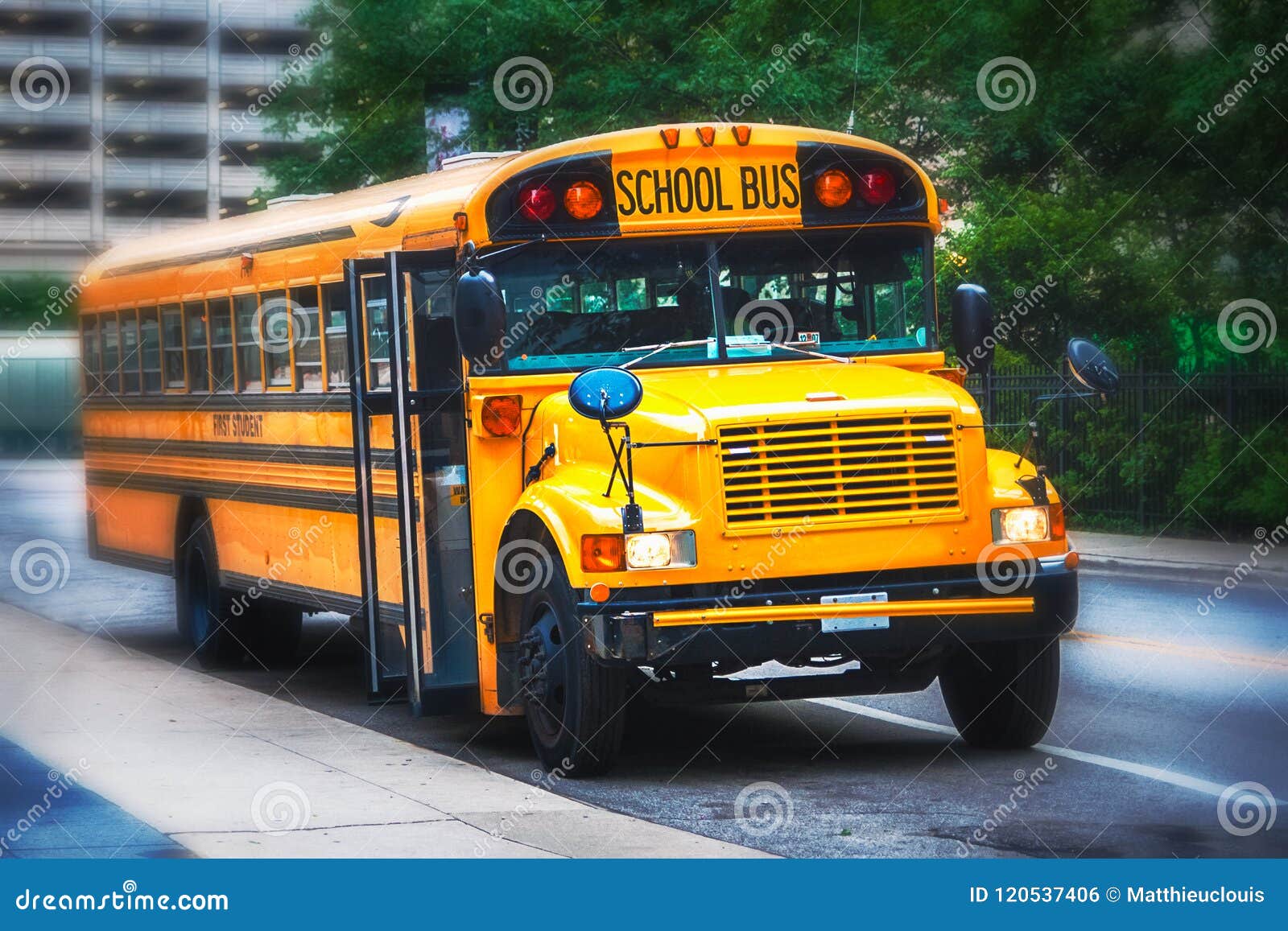 Parked american schoolbus stock photo. Image of school - 120537406