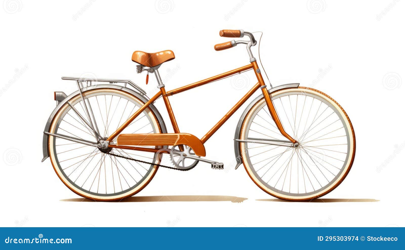 Cartoon Orange Bicycle Design on White Background Stock Illustration ...