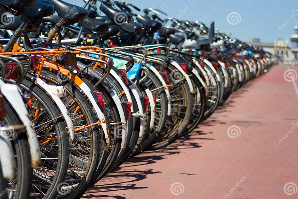 Parked bikes stock photo. Image of reflector, seat, bikes - 1538220