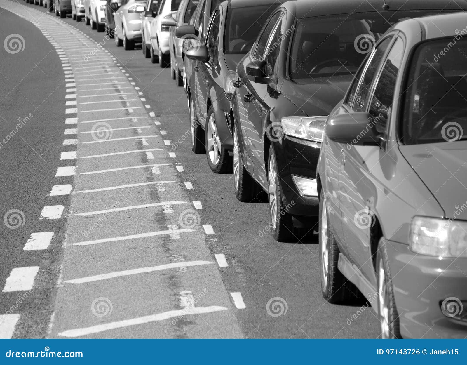 Parked cars on road stock photo. Image of automobile - 97143726