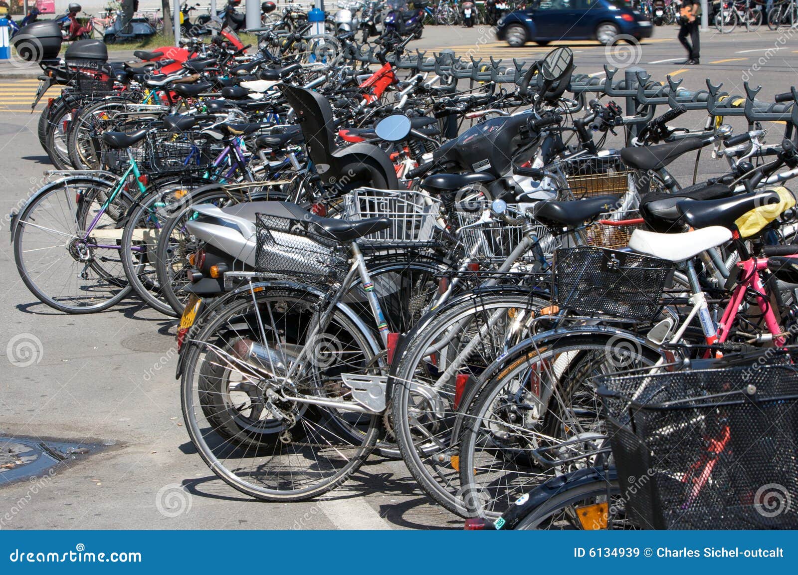 Parked Cycle stock image. Image of bicycles, roadside - 6134939