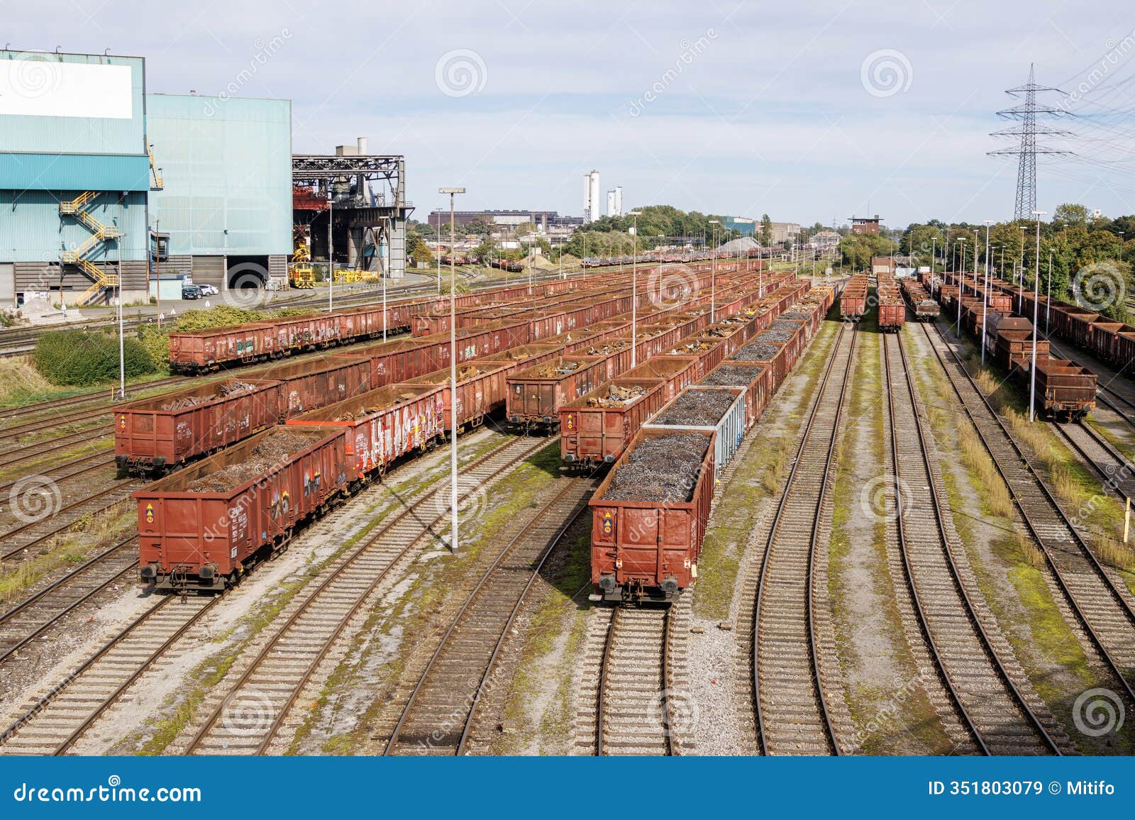 Parked Freight Wagons in a Steel Mill with Scrap Load Stock Image ...