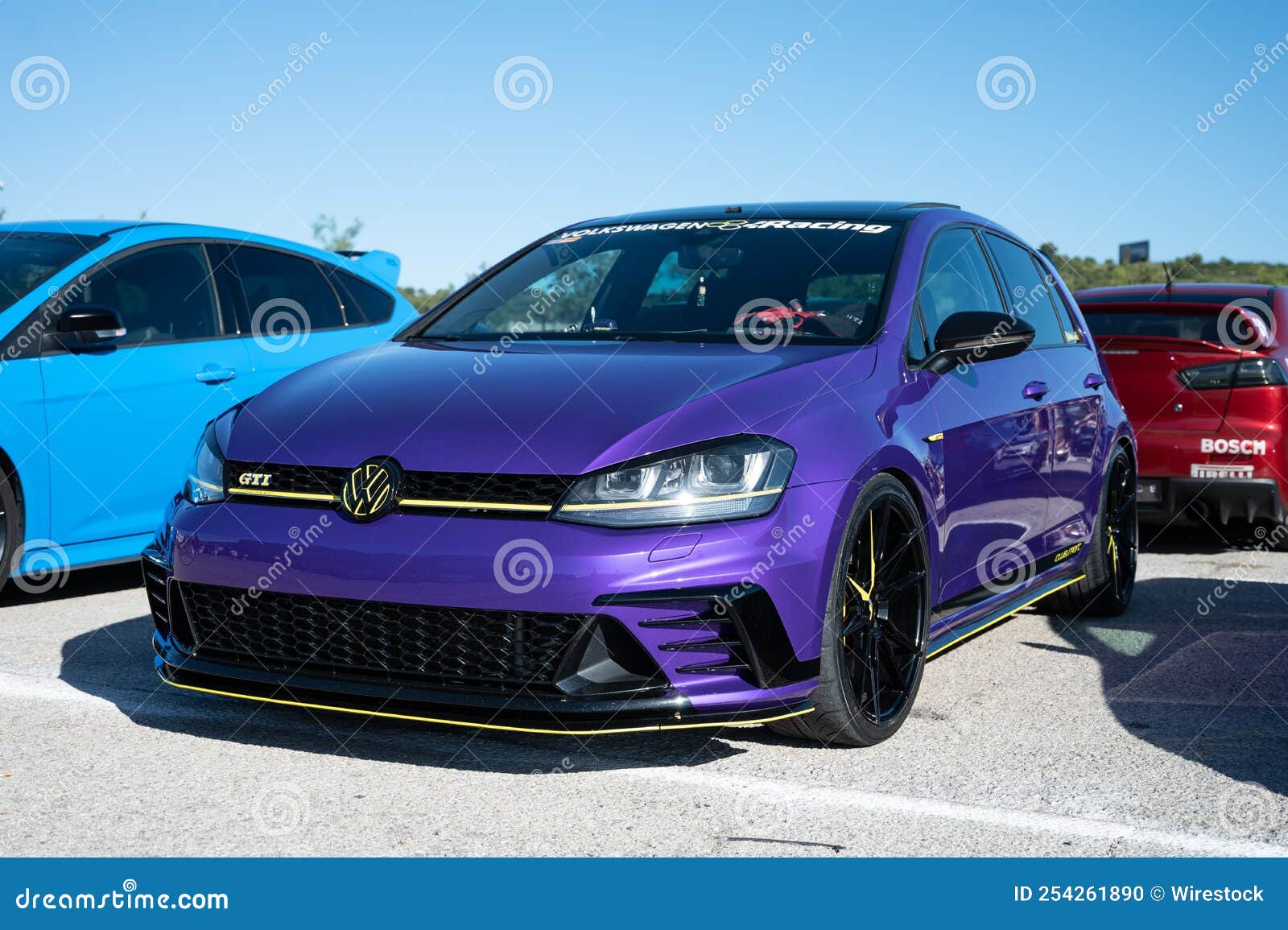 Parked Purple Volkswagen Golf Car Editorial Image - Image of sunlight ...