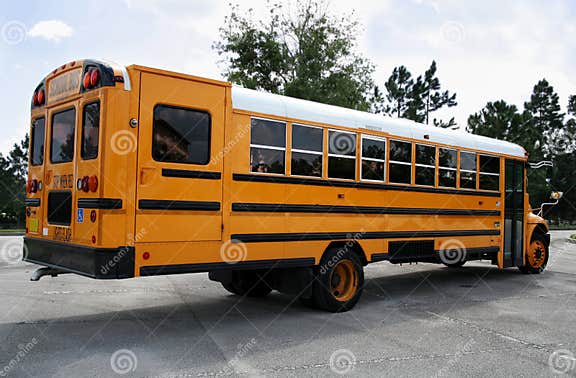 Parked schoolbus rear stock image. Image of windows, outdoors - 6229229